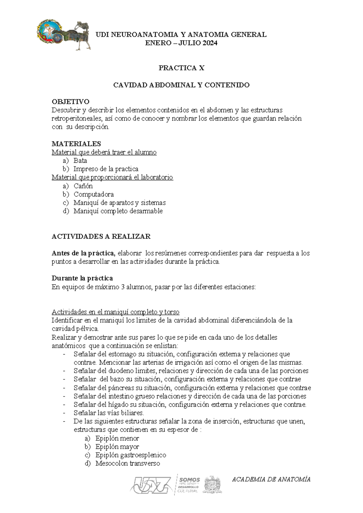 Practica X EJ24 Cavidad Abdominal Y Contenido - UDI NEUROANATOMIA Y ...