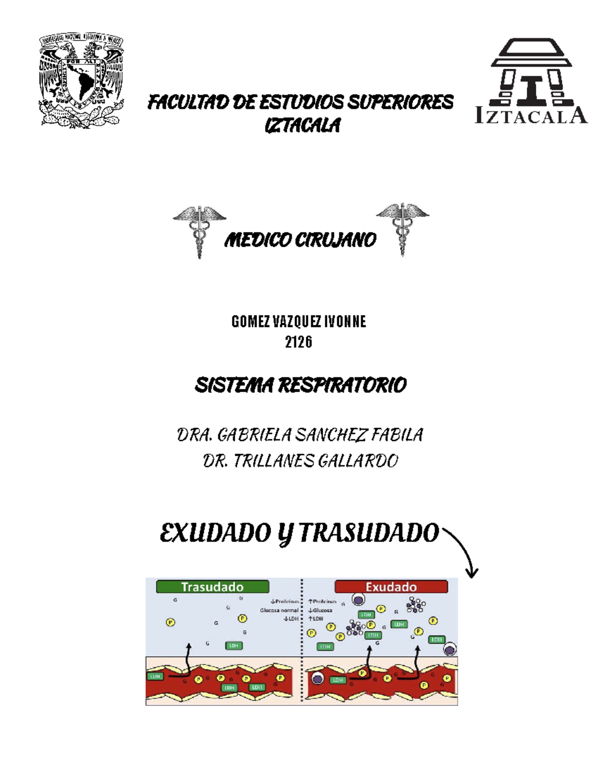 Exudado y Trasudado - FACULTAD DE ESTUDIOS SUPERIORES IZTACALA MEDICO ...