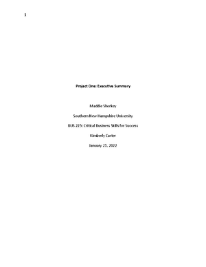 BUS 225 Project One - BUS 225 Project One Cierra Berry Southern New ...