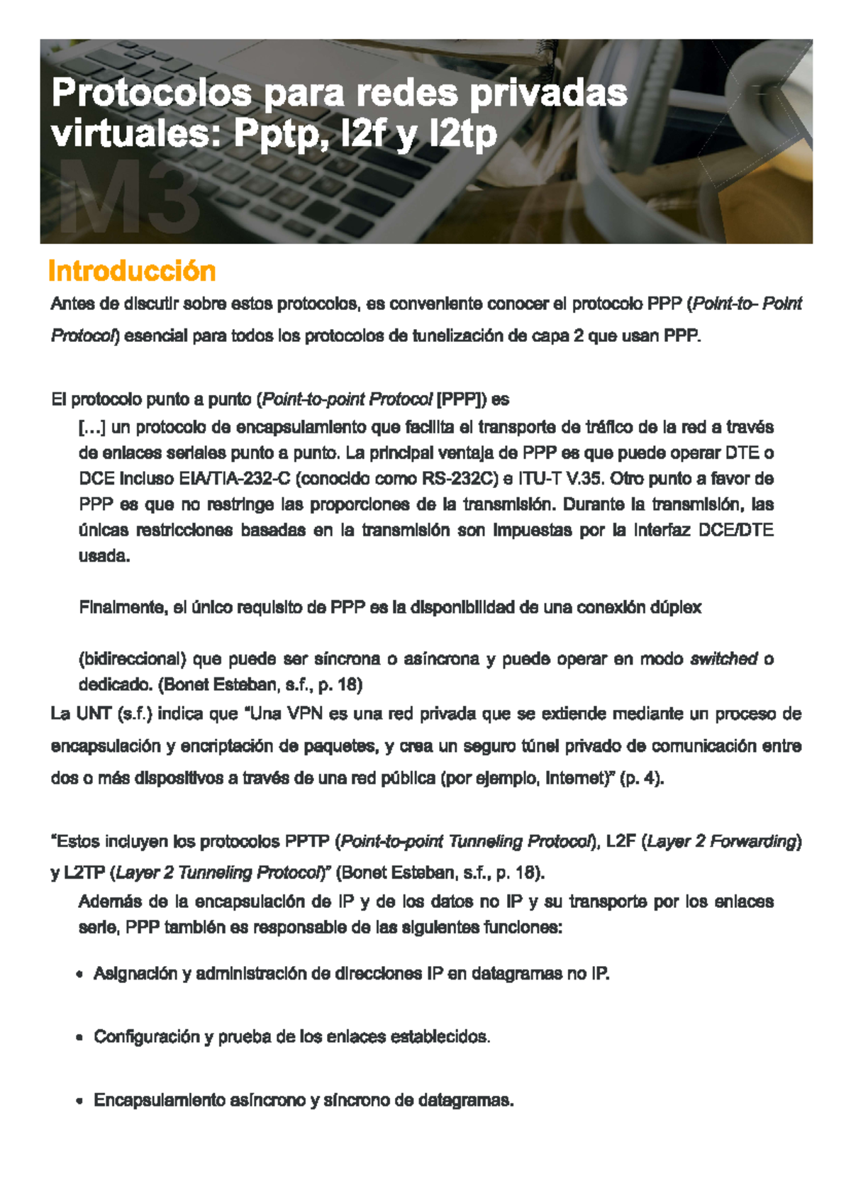 M1 - L2 Protocolos para redes privadas virtuales: PPTP,L2F y L2TP - Criptografía - Studocu