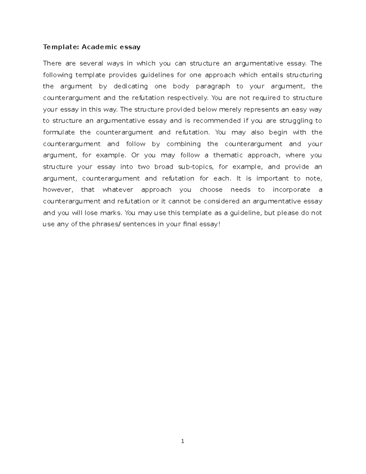 Template+for+an+argumentative+essay and main points on answering your ...