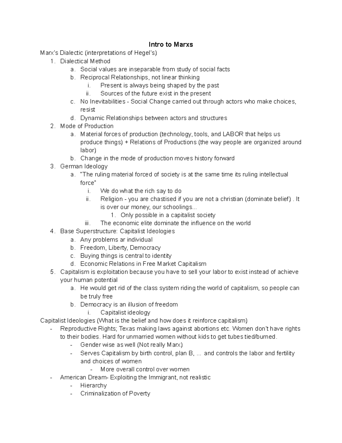 SOC 320 Intro to Marxs - Karl Marx - Intro to Marxs Marx’s Dialectic ...