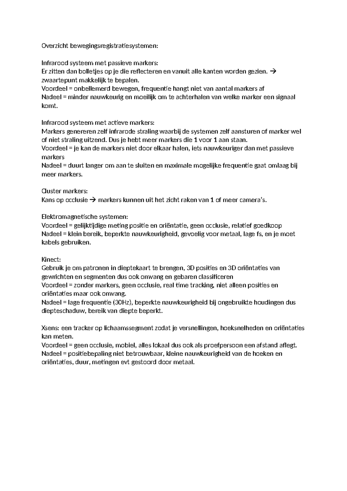 Overzicht bewegingsregistratiesystemen - Overzicht ...