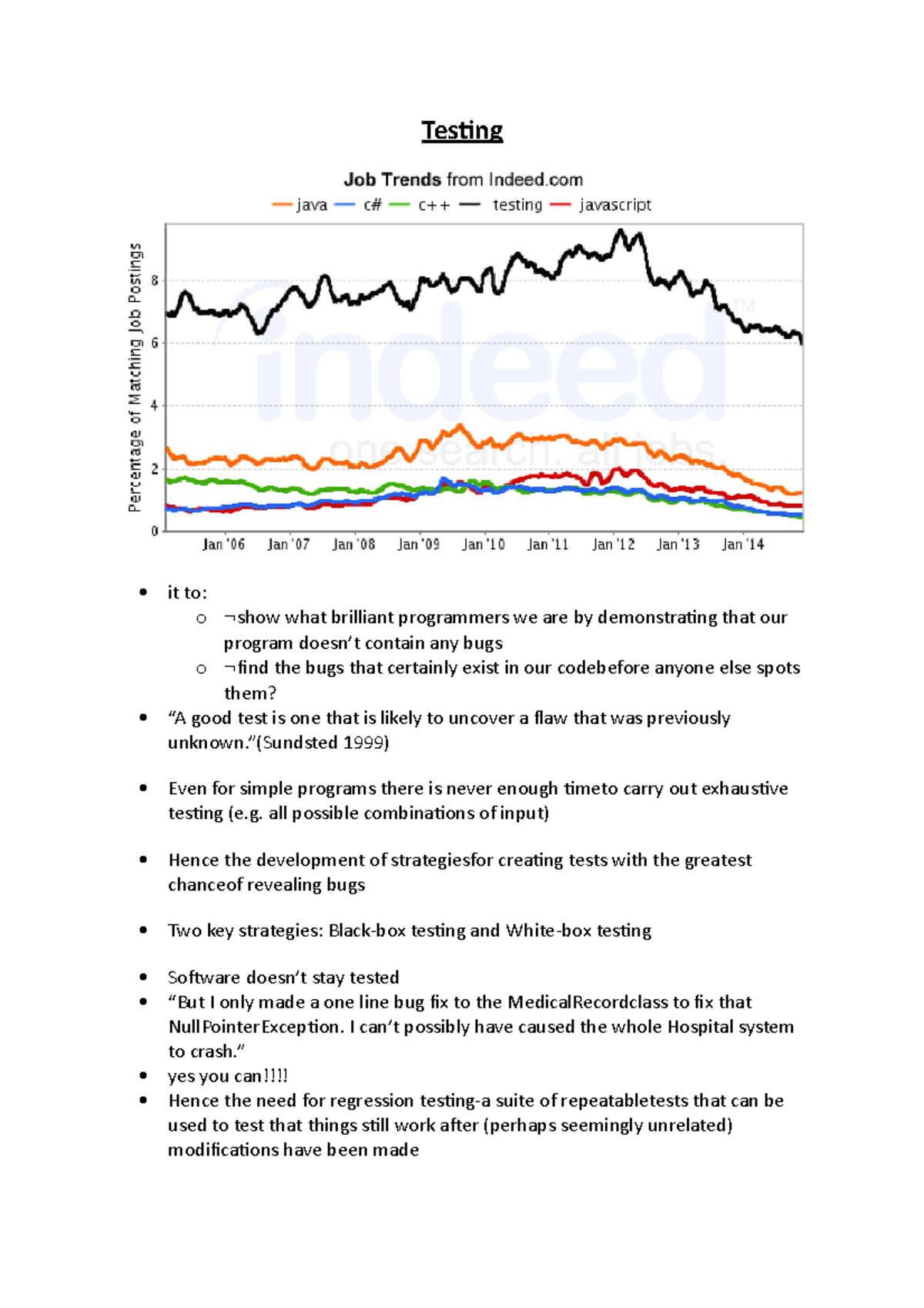Software - Testing - Testing it to: o show what brilliant programmers ...