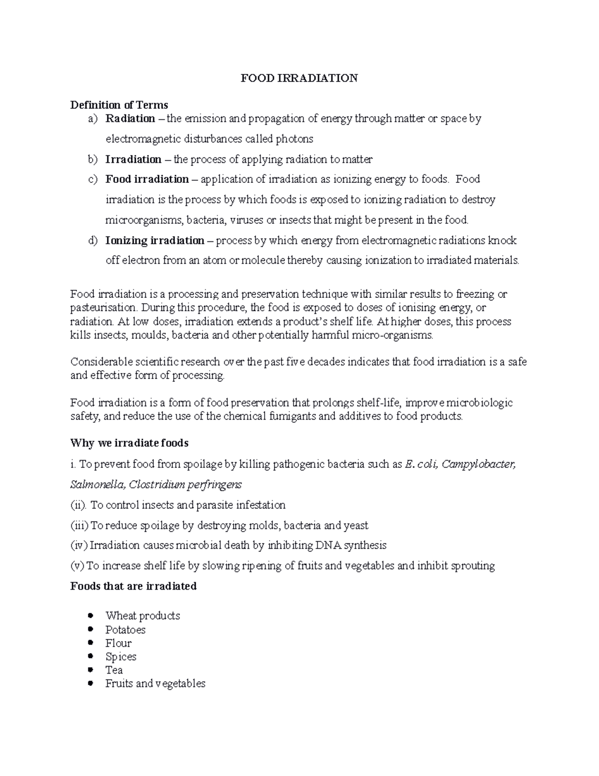 Irradiation - Notes on food science and specific focus on preservation ...