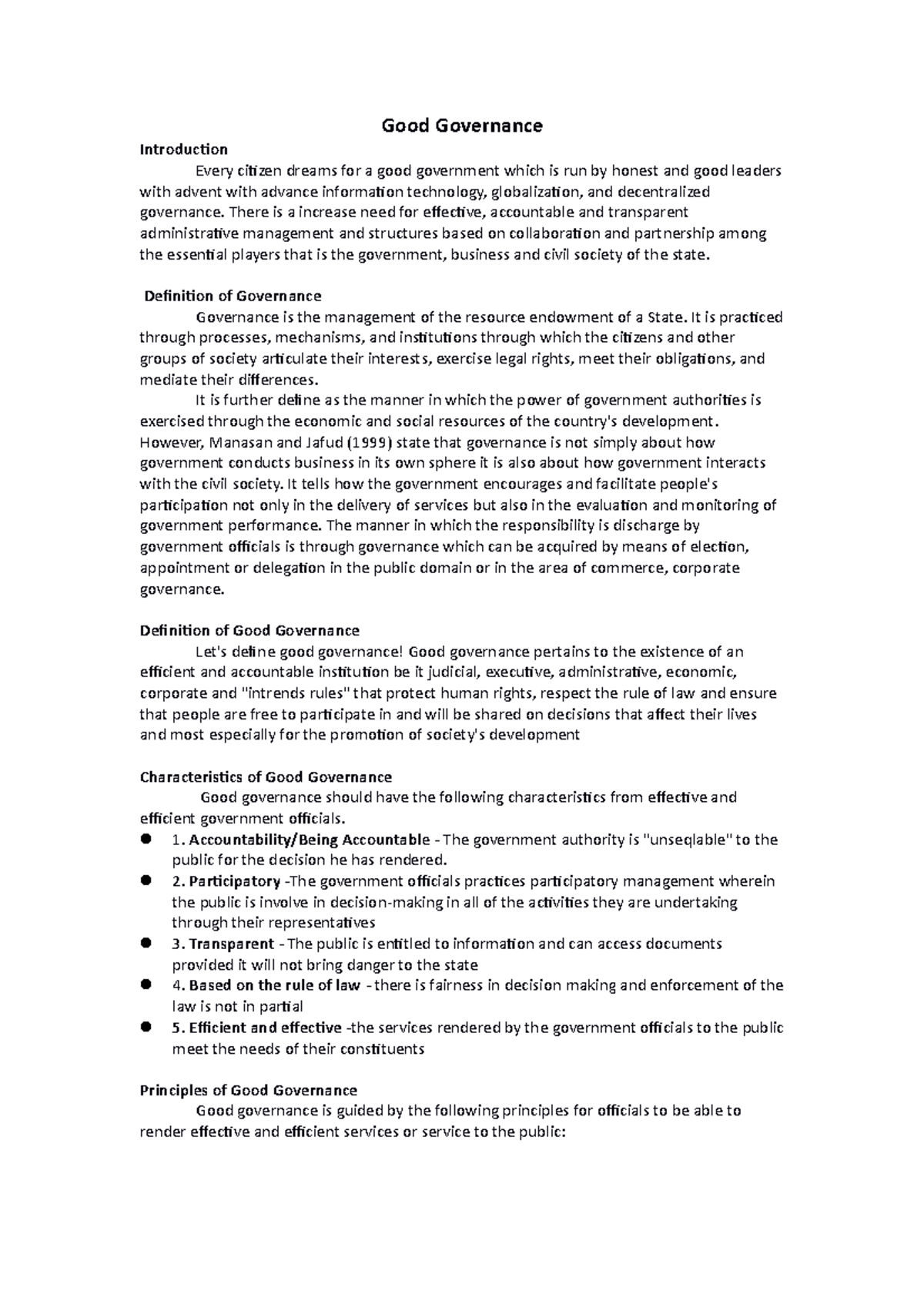 Good Governance and Social Mobilization - Good Governance Introduction ...
