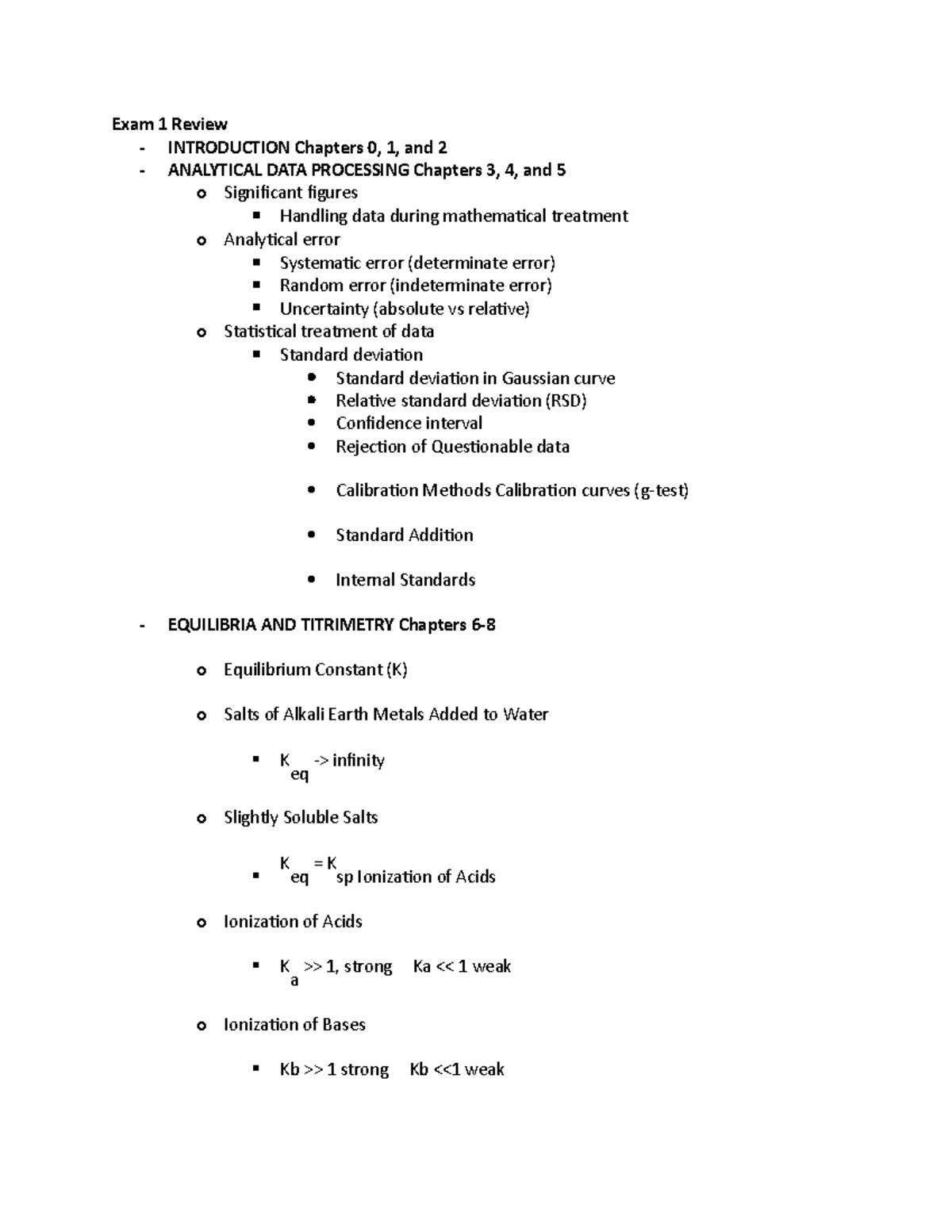CHEM 221 EXAM 1 REVIEW - Exam 1 Review - INTRODUCTION Chapters 0, 1 ...
