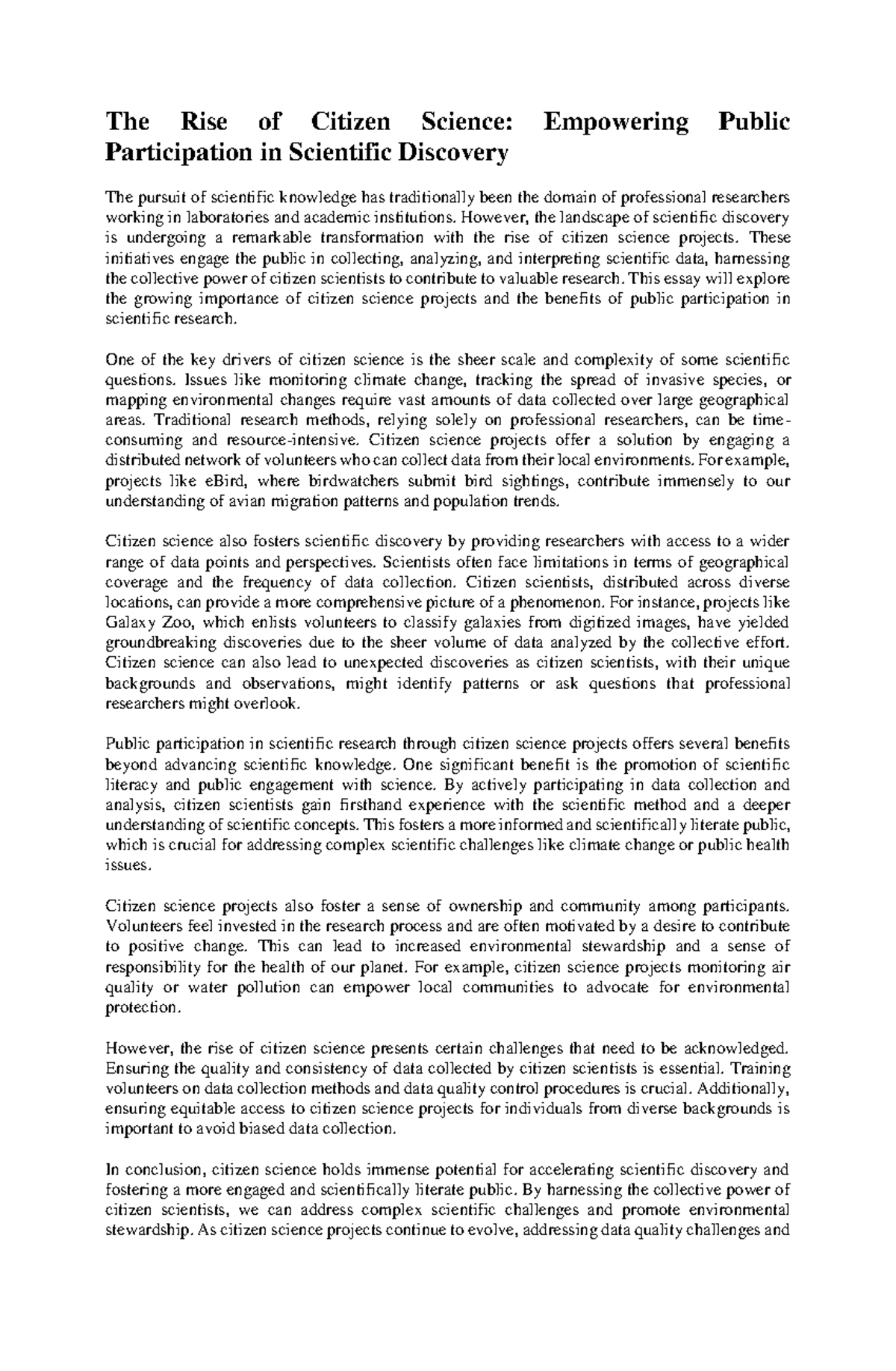 The Rise of Citizen Science Empowering Public Participation in ...