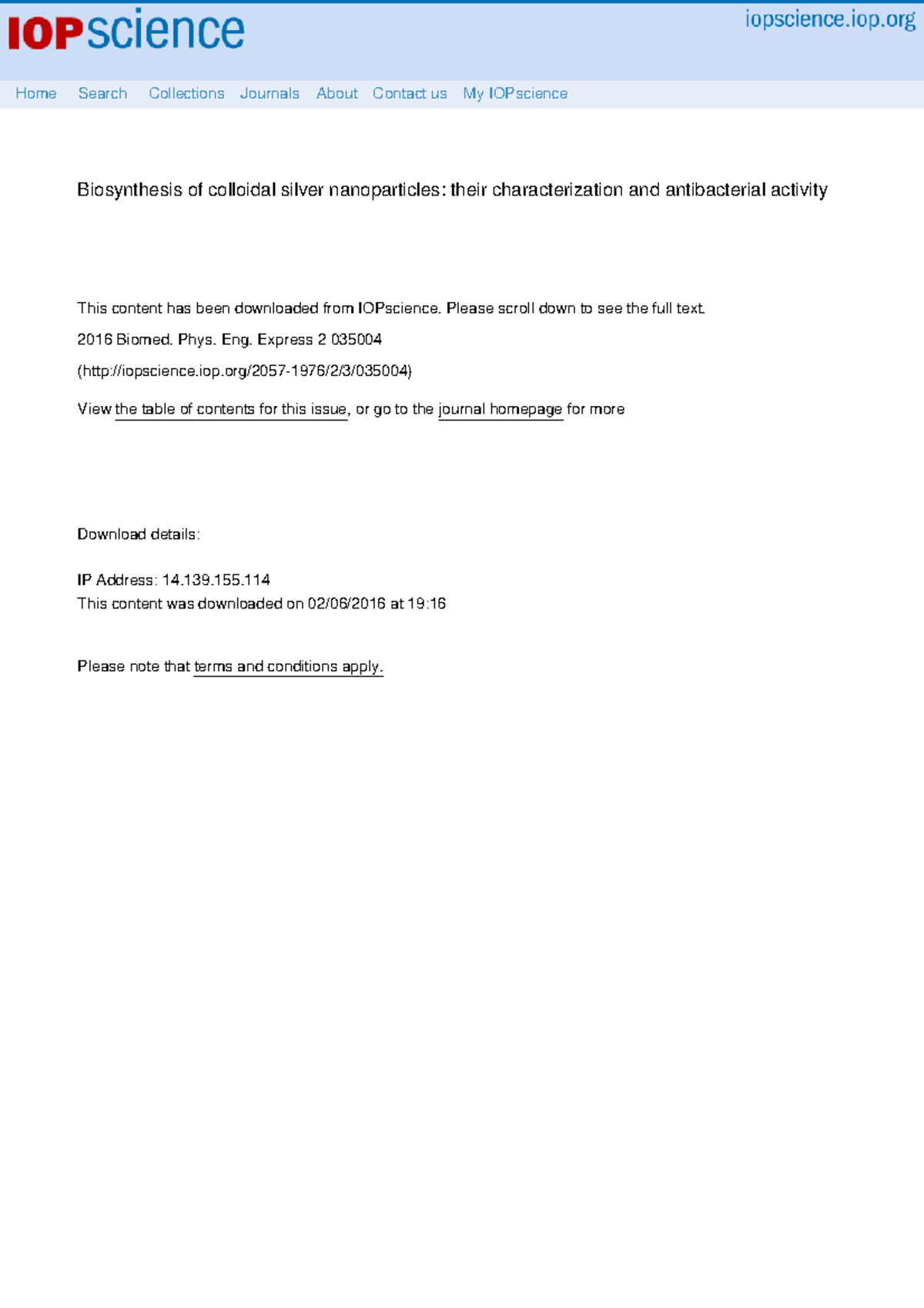 Biomedical Physics and Engineering Expre 2 - This content has been downloaded from IOPscience ...