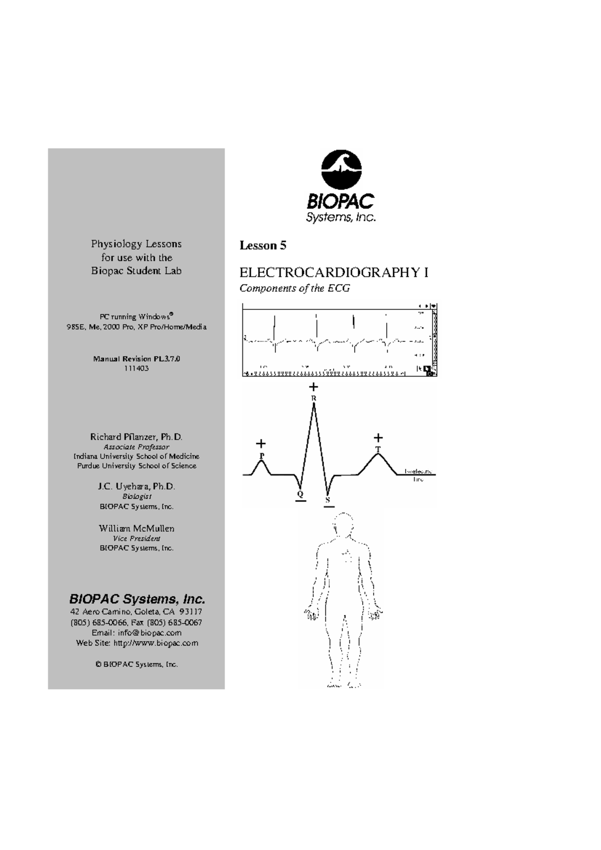 Biopac L05 ECG I - Appunti laboratorio - Physiology Lessons for use ...