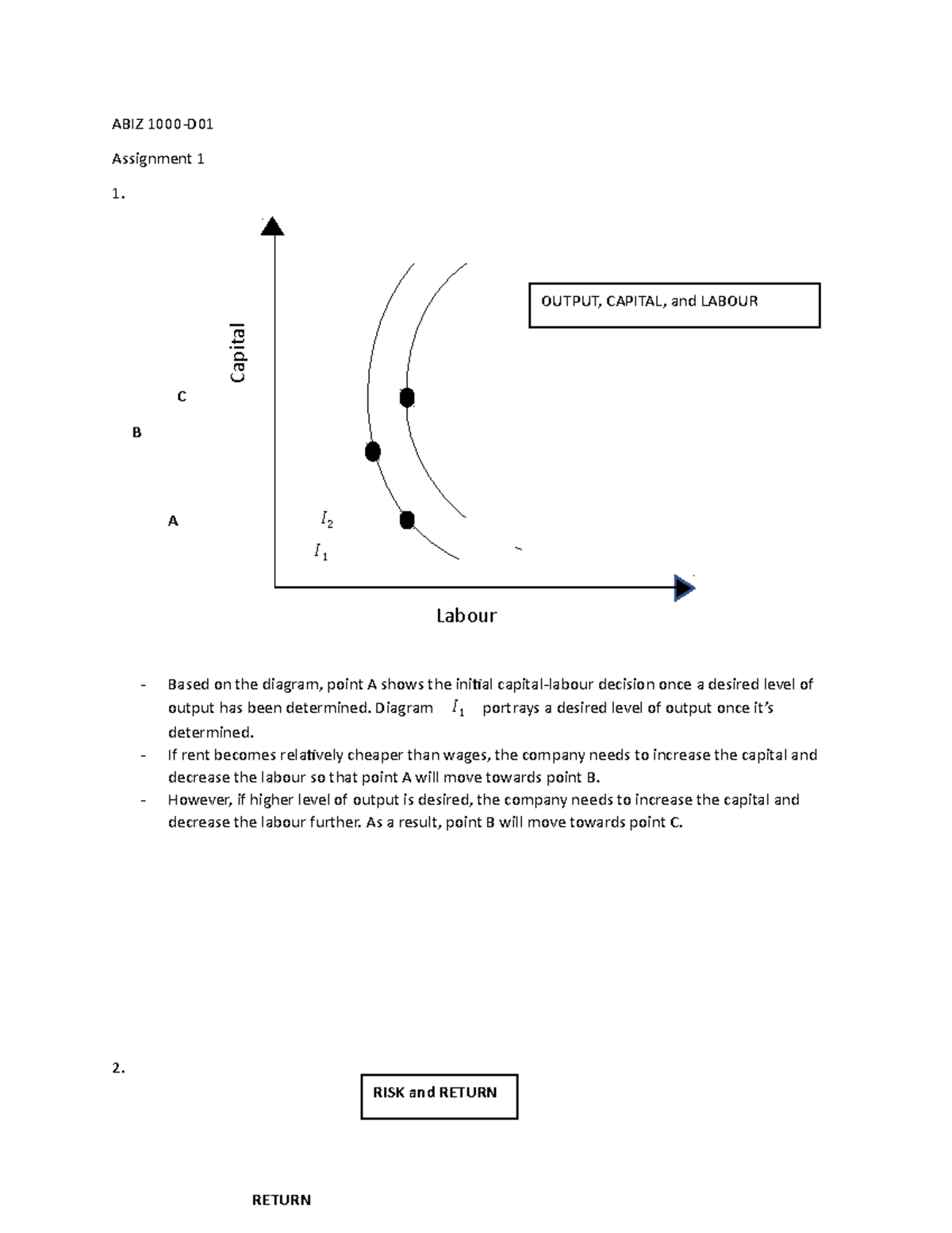 ABIZ 1000 - Assignment - ABIZ 1000-D Assignment 1 Based on the diagram ...