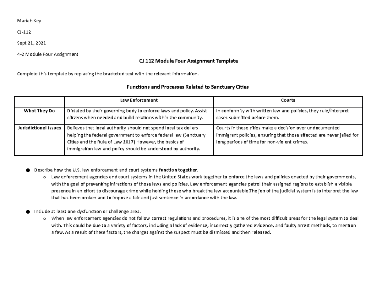 CJ 112 Module 4 2 Assignment Template Mariah Key CJ Sept 21 2021 4