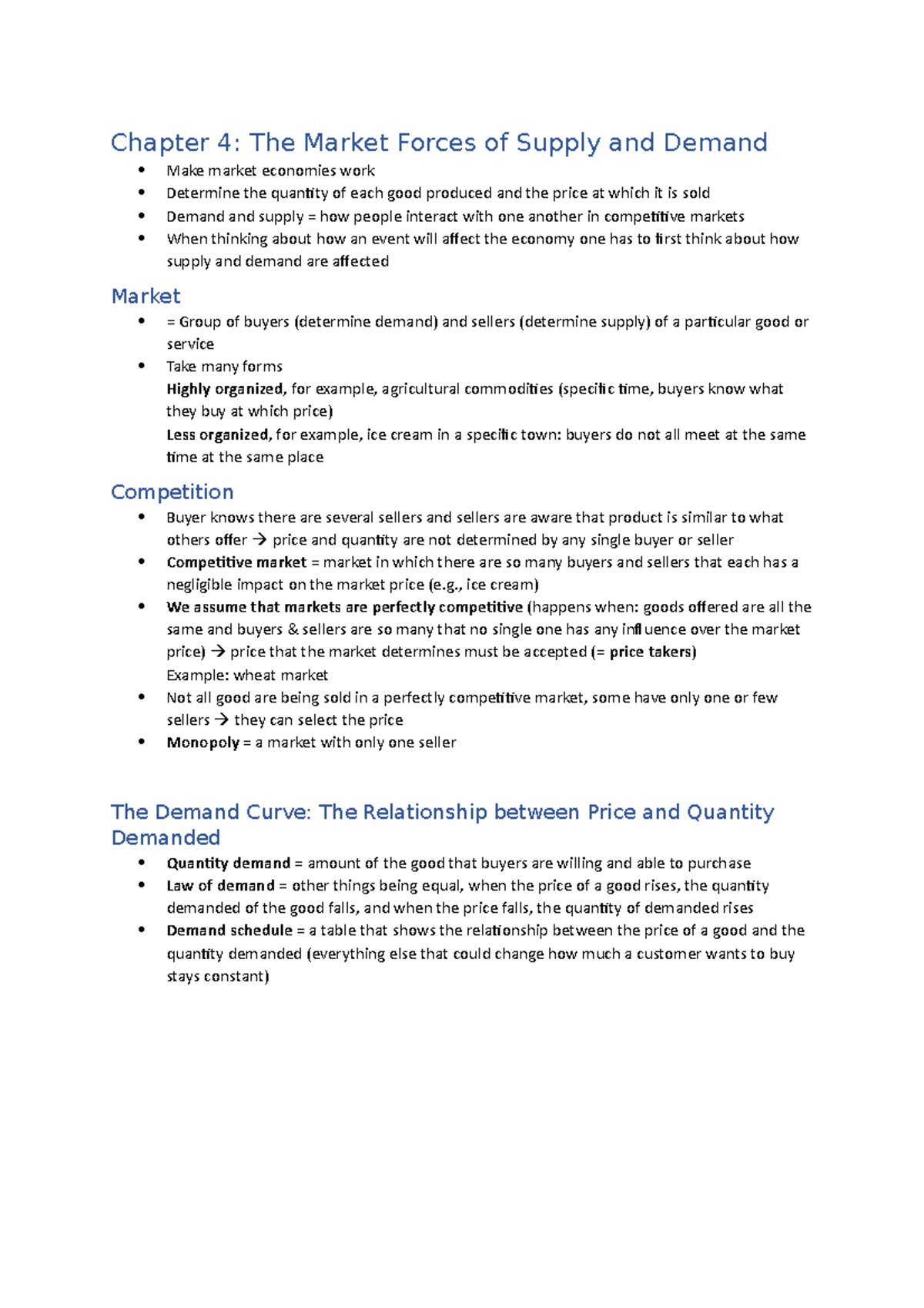 Chapter 4 Supply and Demand - Chapter 4: The Market Forces of Supply ...