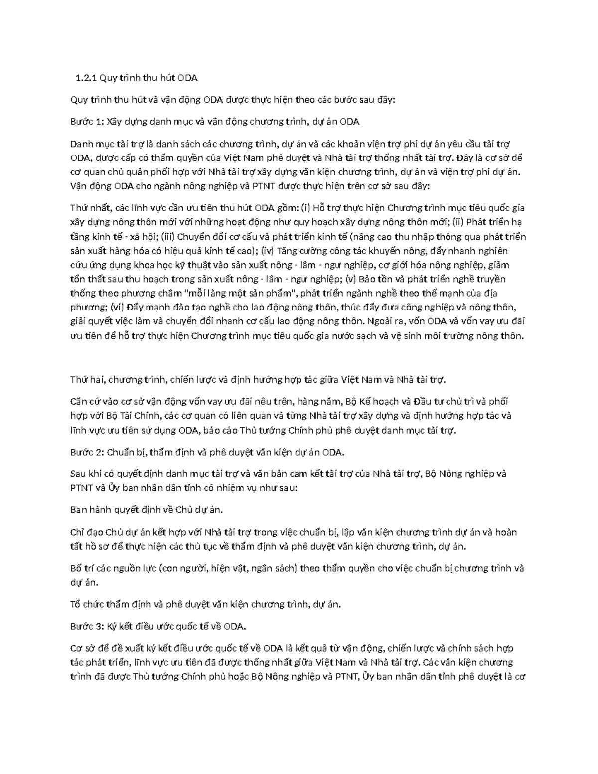 Quy trình thu hút ODA - sdfdff - 1.2 Quy trình thu hút ODA Quy trình thu hút và vận động ODA ...