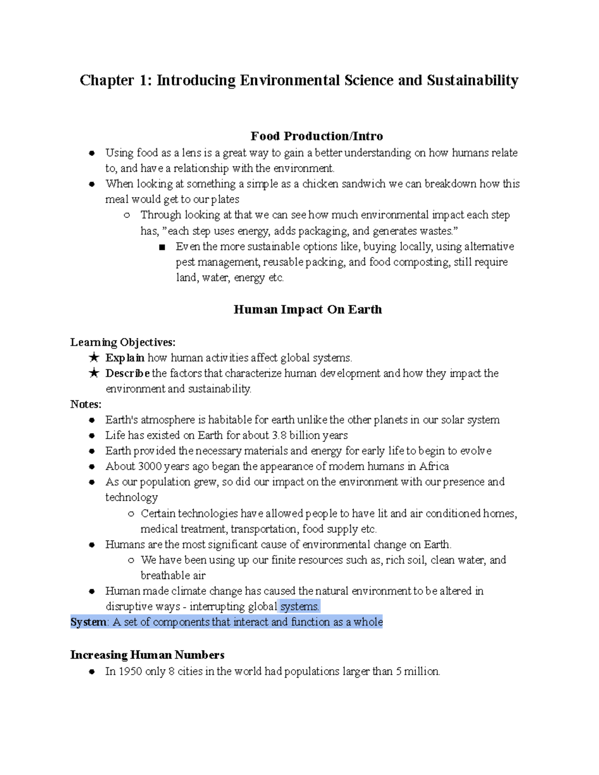APES Chapter 1 notes - Chapter 1: Introducing Environmental Science and ...