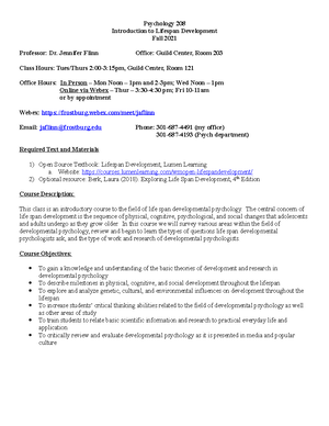 SYL210 - syllabus - Psychology 210-001 (Spring 2021) Child Development ...