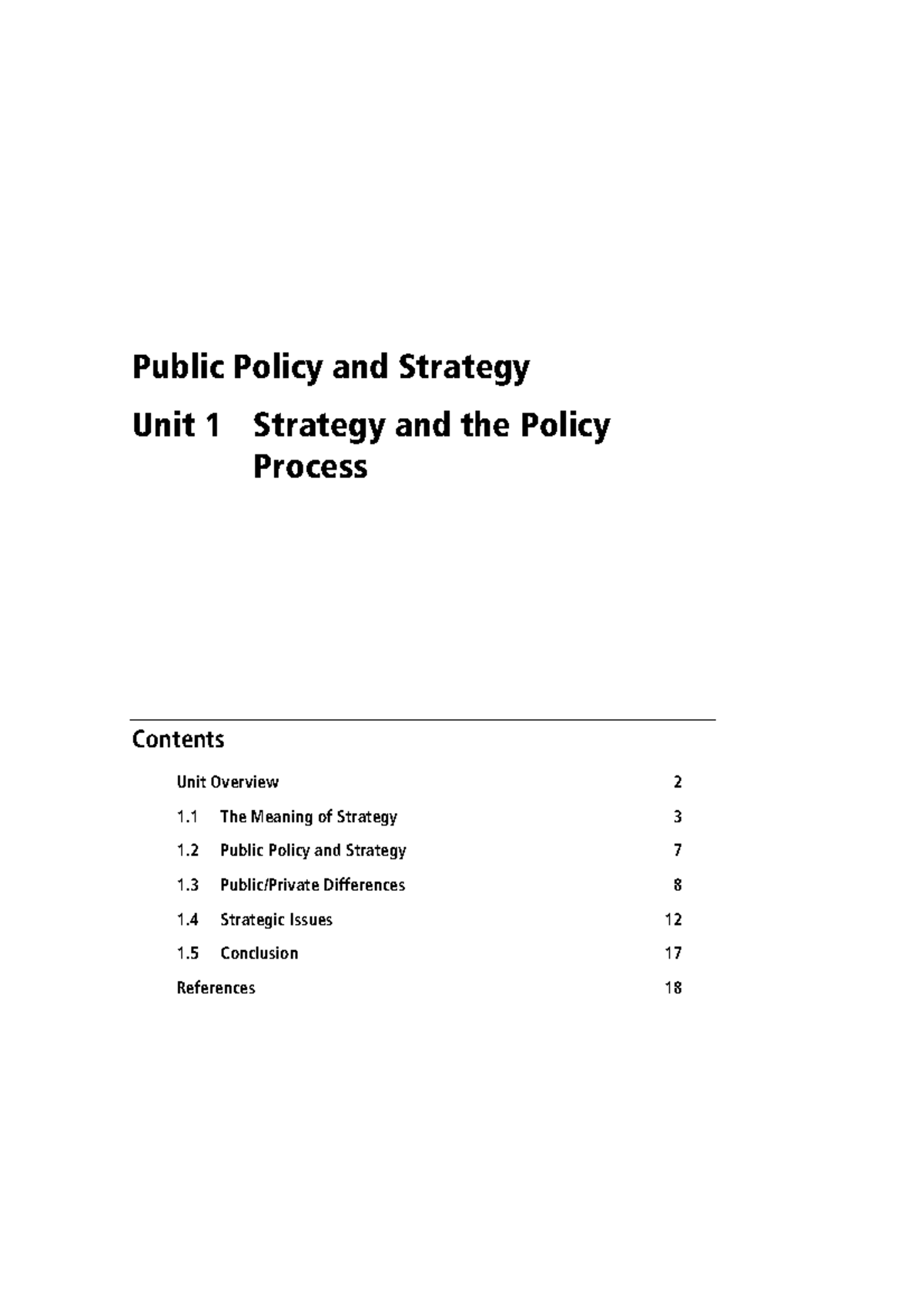M412 unit-01 sample - Public Policy and Strategy Unit 1 Strategy and ...