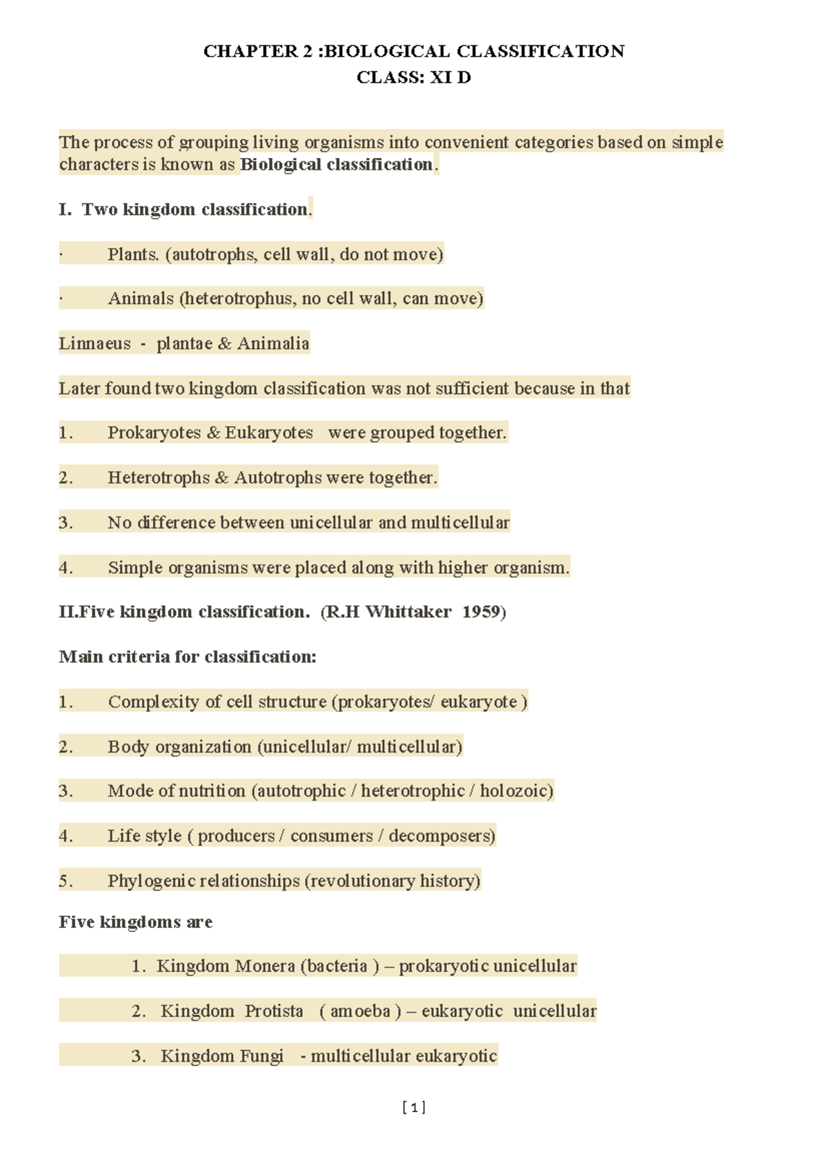 Chapter 2 Biological classification - CHAPTER 2 :BIOLOGICAL ...