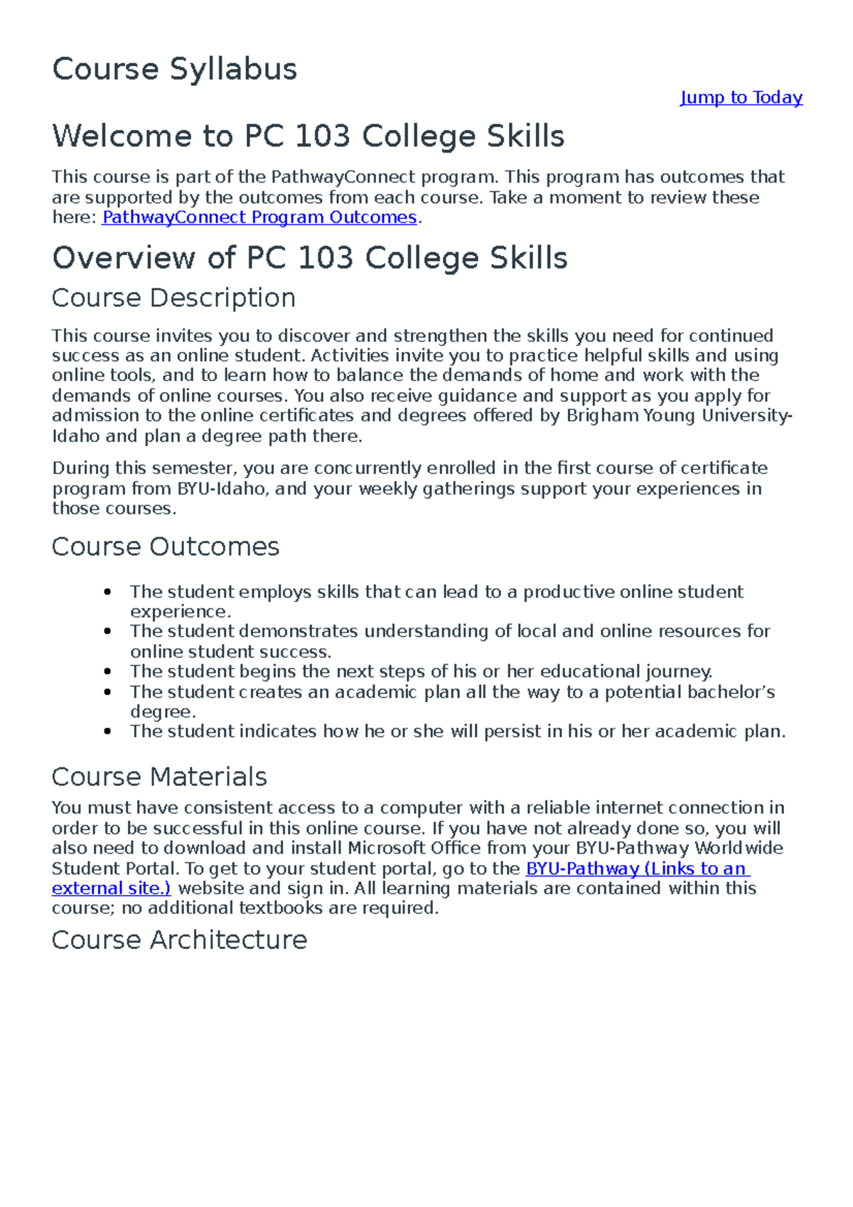 PC 103 Course Syllabus - Course Syllabus Jump to Today Welcome to PC ...