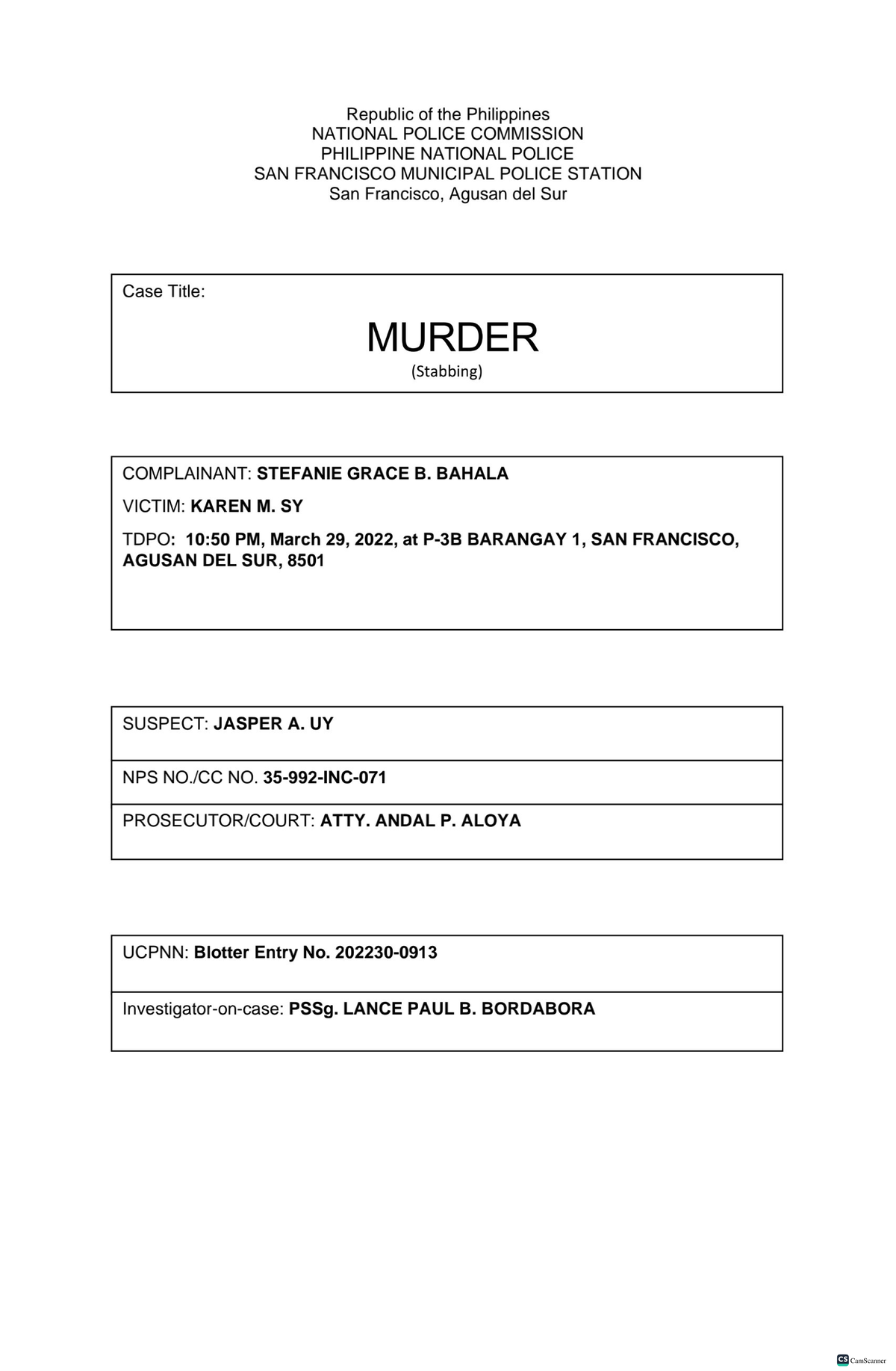 ( Bahala)CASE Folder - Criminology - Studocu