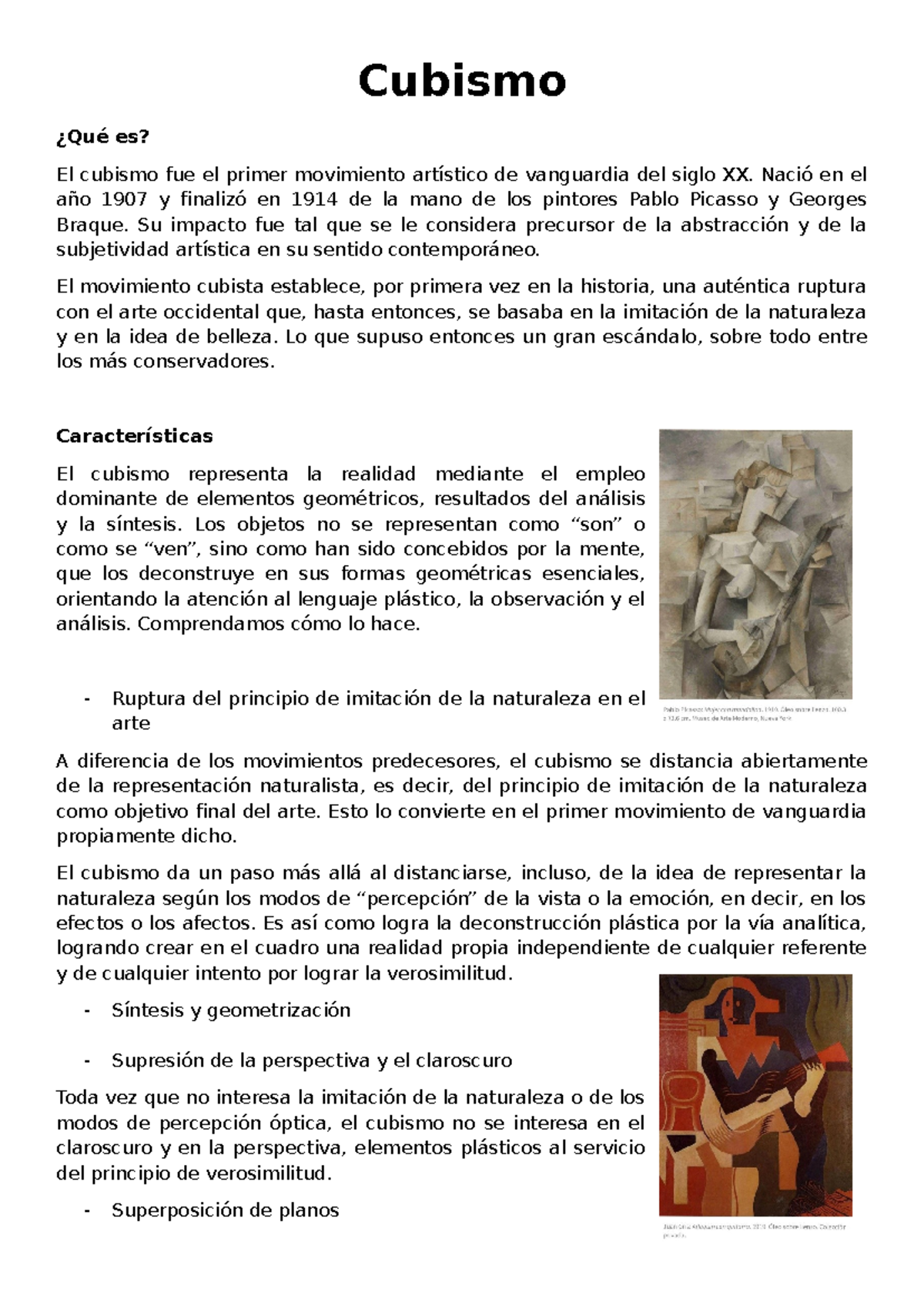 El Cubismo - Cubismo ¿Qué es? El cubismo fue el primer movimiento ...