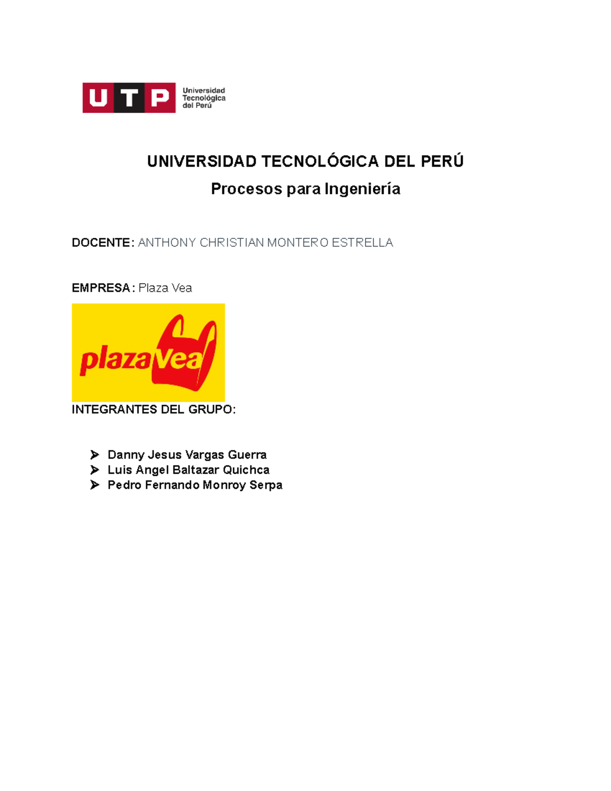 Document 1 - sadsadas - UNIVERSIDAD TECNOLÓGICA DEL PERÚ Procesos para ...