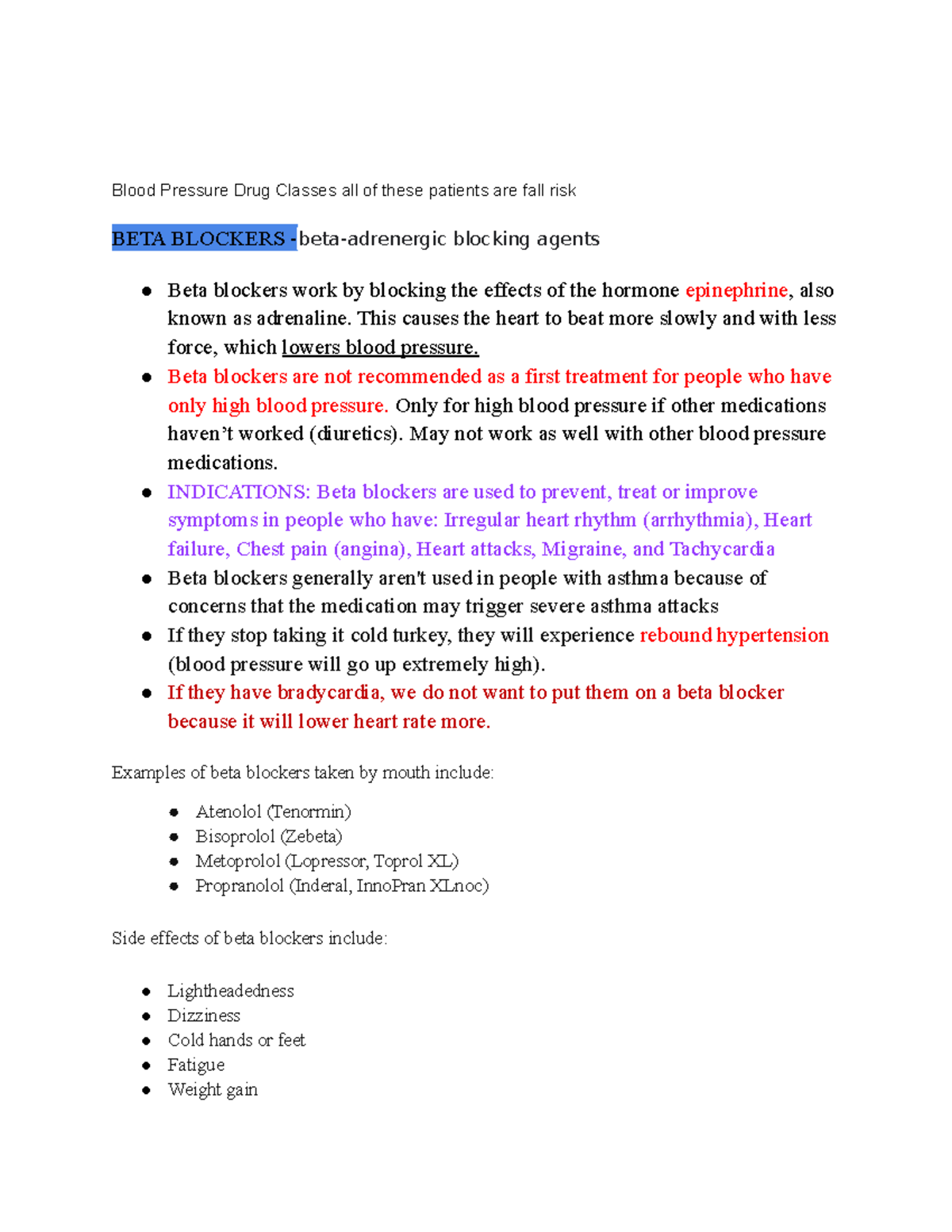 Blood Pressure Drug Classes - This causes the heart to beat more slowly ...