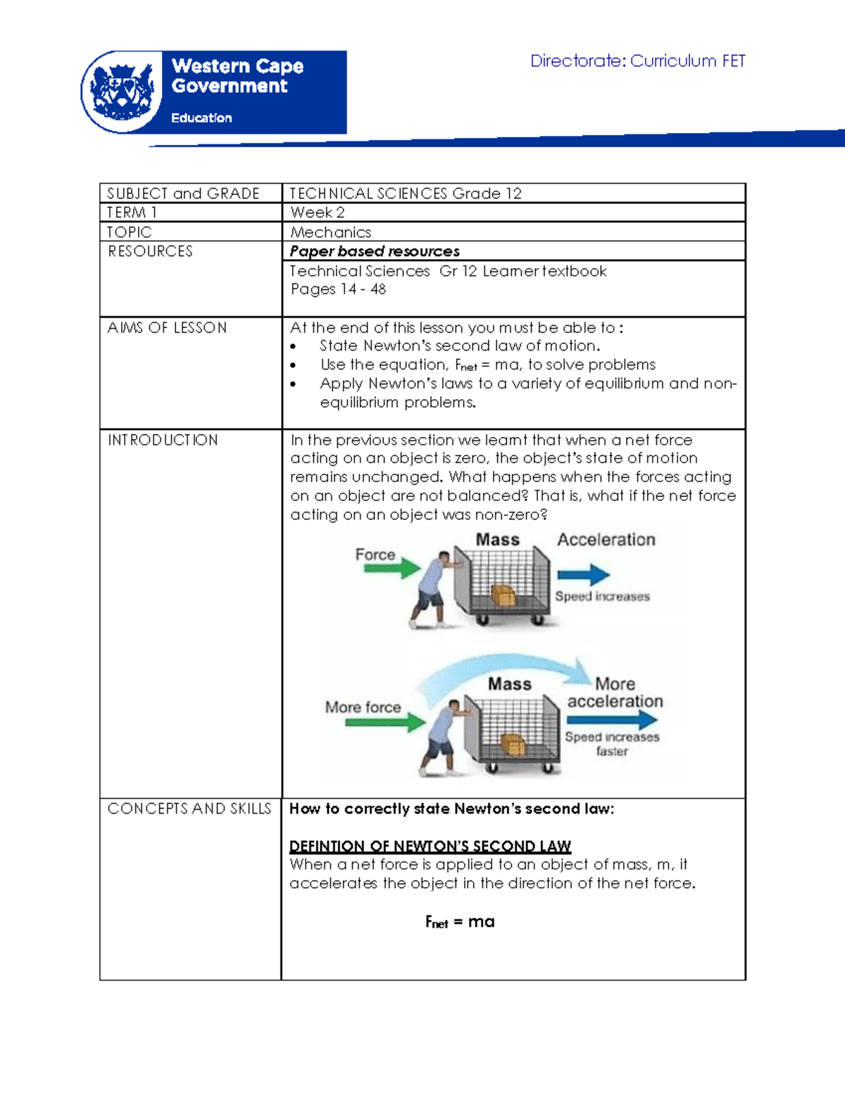 Technical Sciences Grade 12 Term 1 Week 2 2021 - Directorate ...