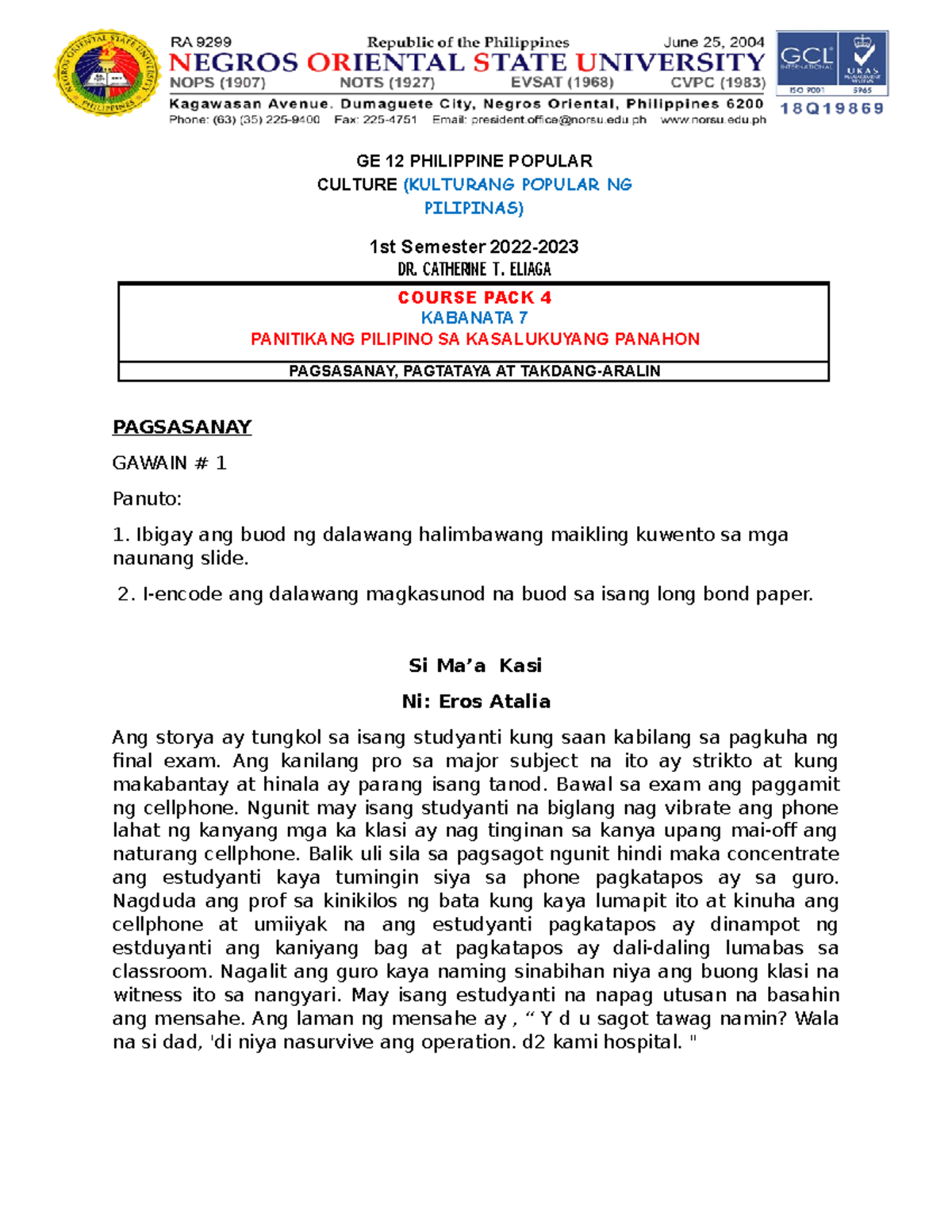 GE 12 Kabanta 7( Moral, Abigail F - GE 12 PHILIPPINE POPULAR CULTURE (KULTURANG POPULAR NG - Studocu
