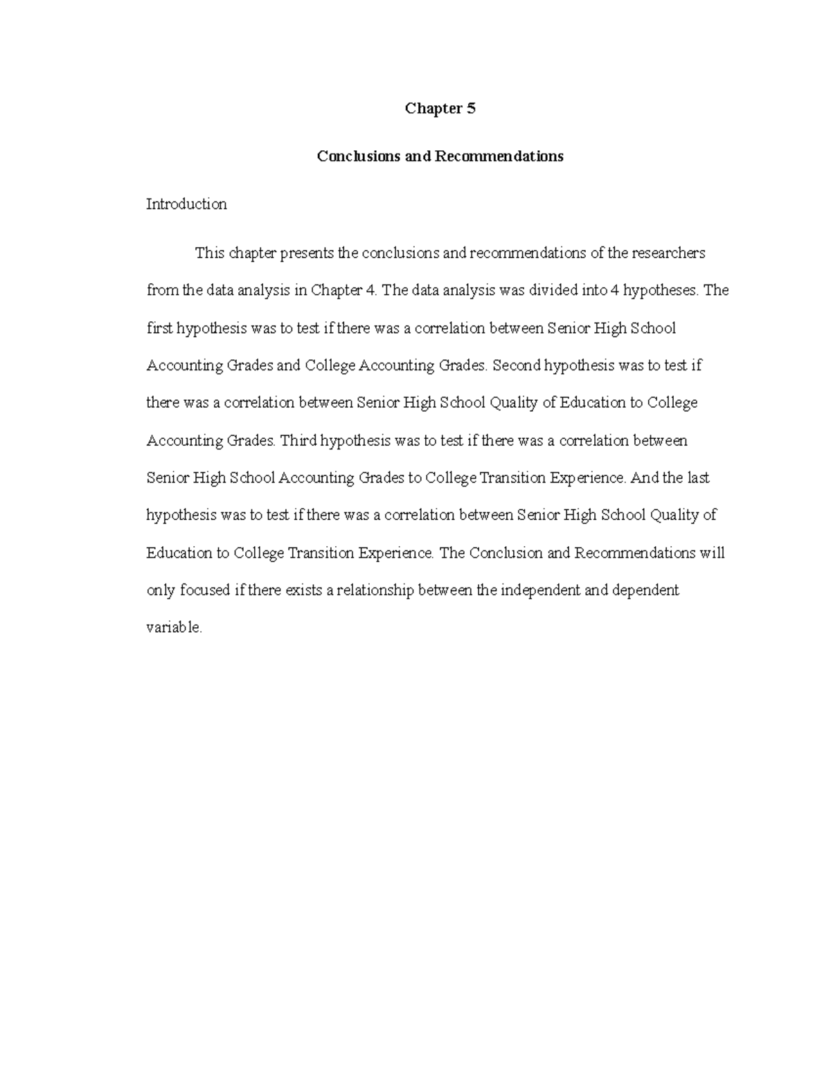 Chapter-5 lecture notes - Chapter 5 Conclusions and Recommendations ...