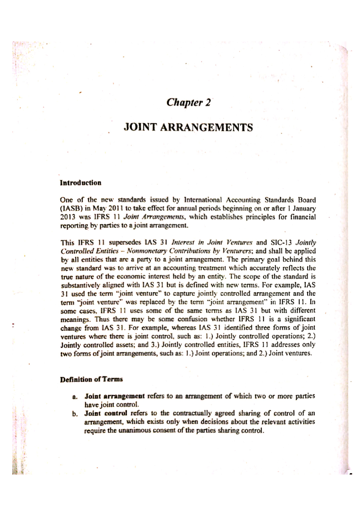 JA Punz a l a n - Joint Arrangement Review - Chapter 2 JOINT ARRANGEMENTS Introduction One of ...