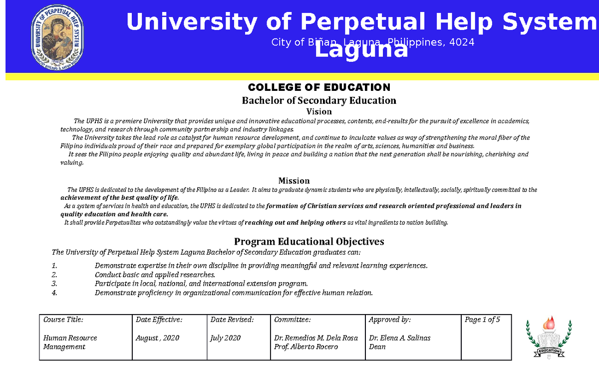 Human-Resource-Management - University of Perpetual Help System City of ...