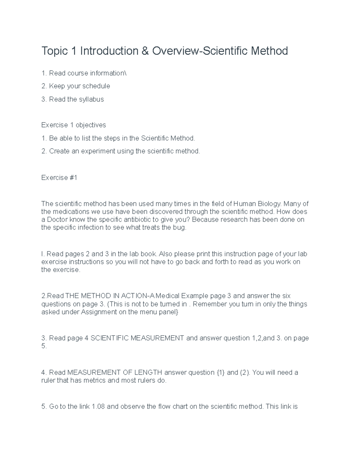 Human Bio Lab Scientific Method Objectives - Topic 1 Introduction ...
