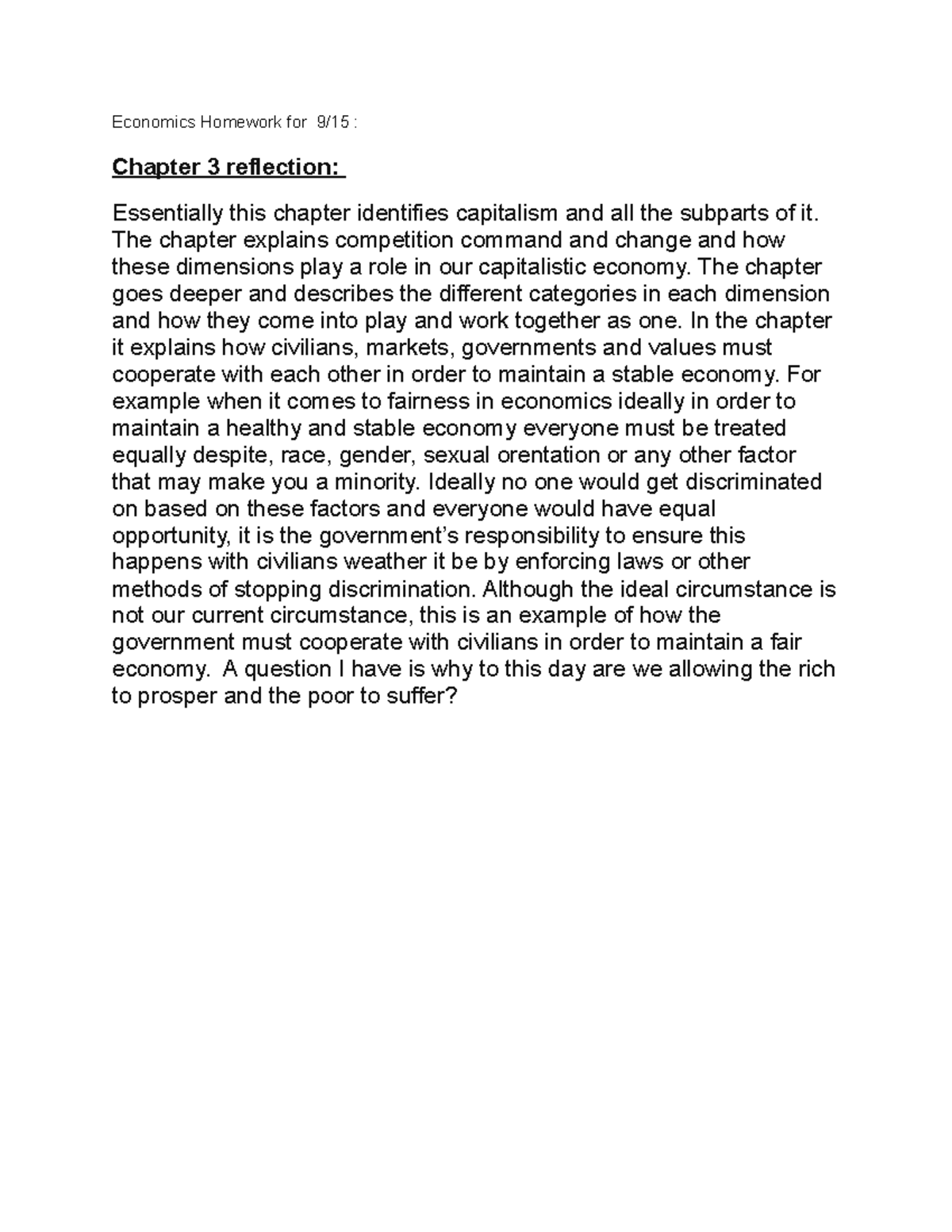Economics Homework for 9 15 - Economics Homework for 9/15 : Chapter 3 ...