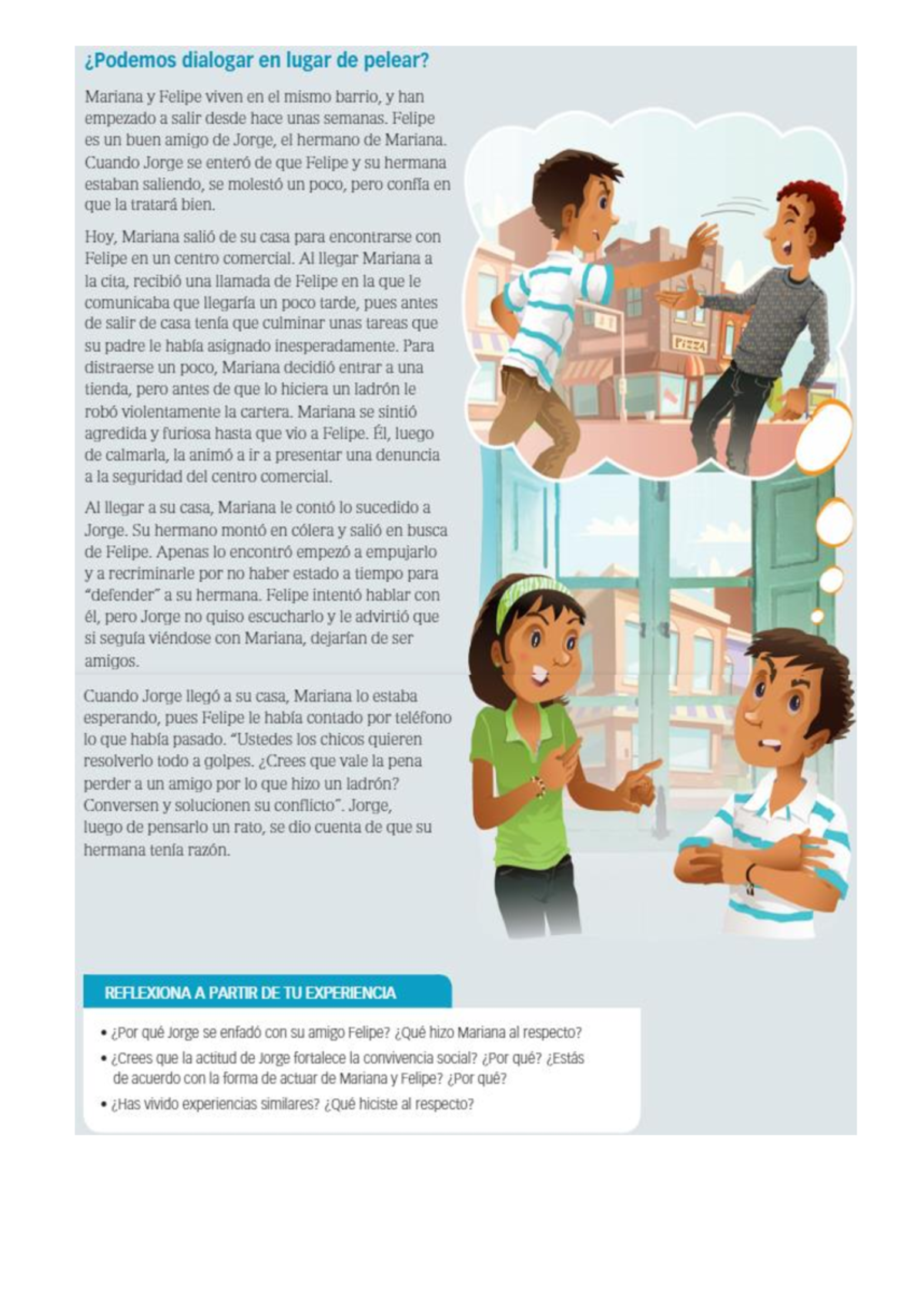 Terecr AÑO - efef - dialogar en lugar de pelear? Mariana y Felipe viven en el mismo barrio, y ...