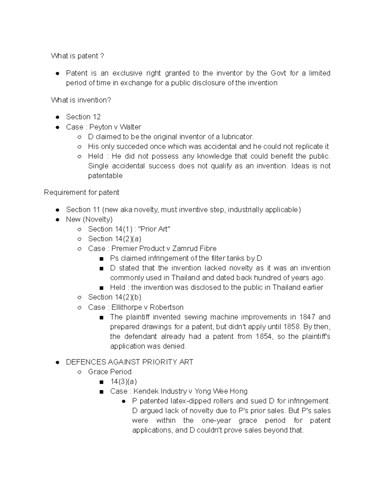 IP 4 TEST - What is patent? Patent is an exclusive right granted to the ...