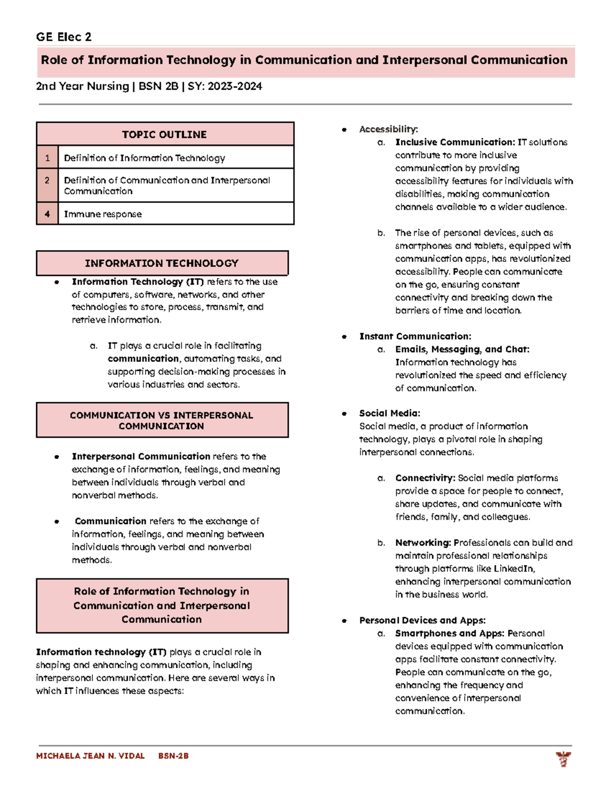 Role of Information Technology in Communication and Interpersonal ...