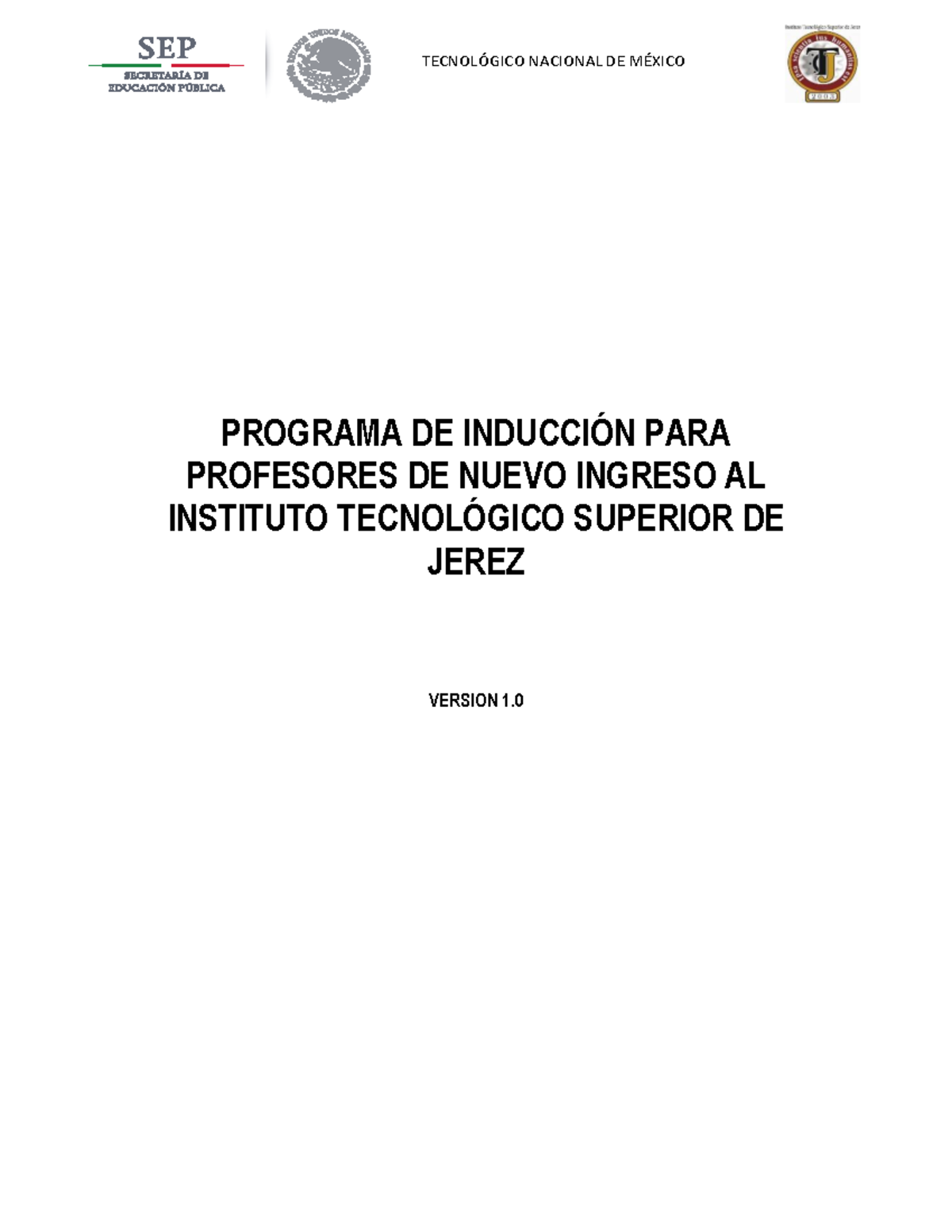 0-1-8 - Jdkdkkfogog - PROGRAMA DE INDUCCI”N PARA PROFESORES DE NUEVO INGRESO AL INSTITUTO - Studocu