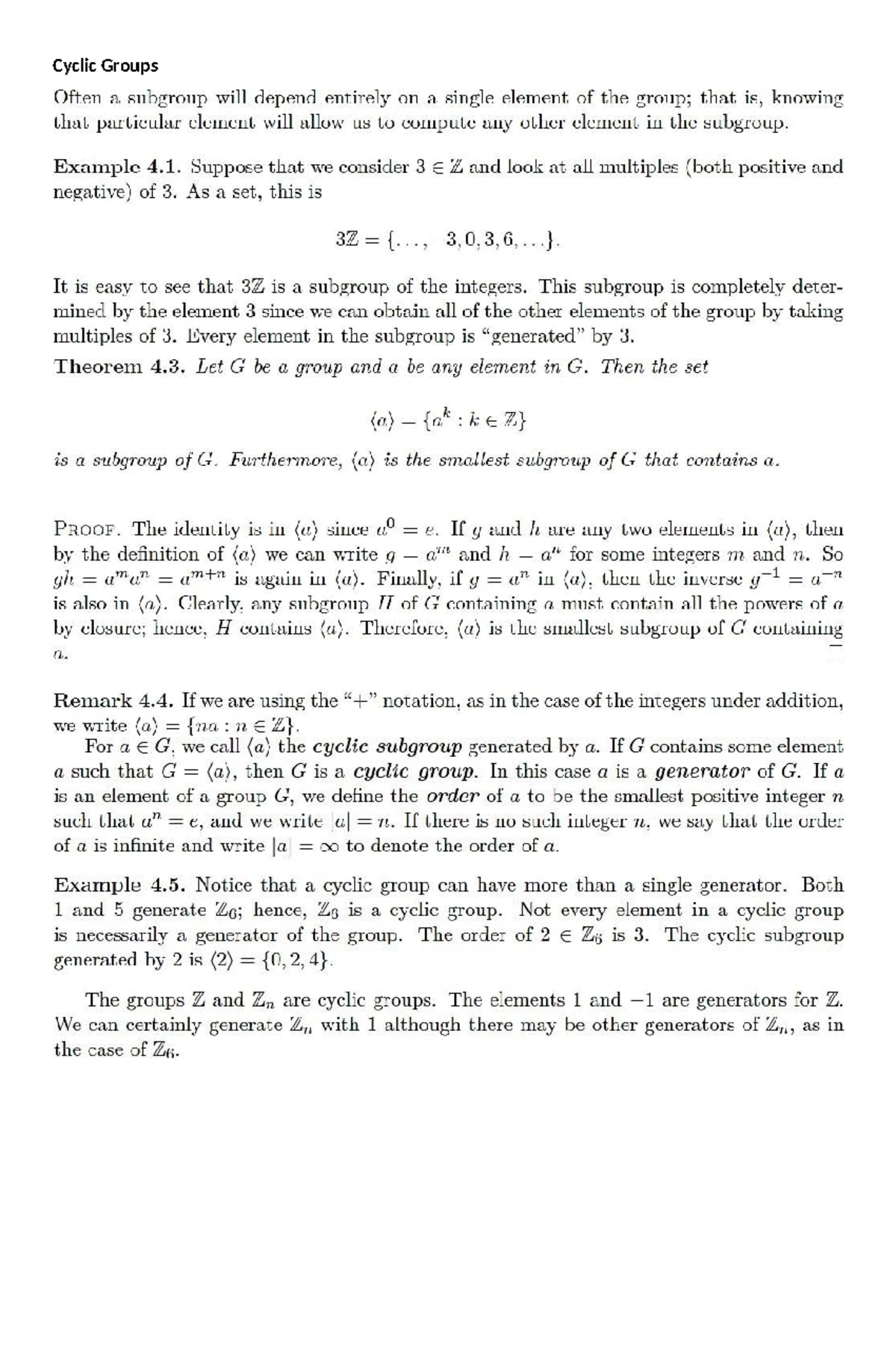 Cyclic Groups - Math in the Modern World - Studocu