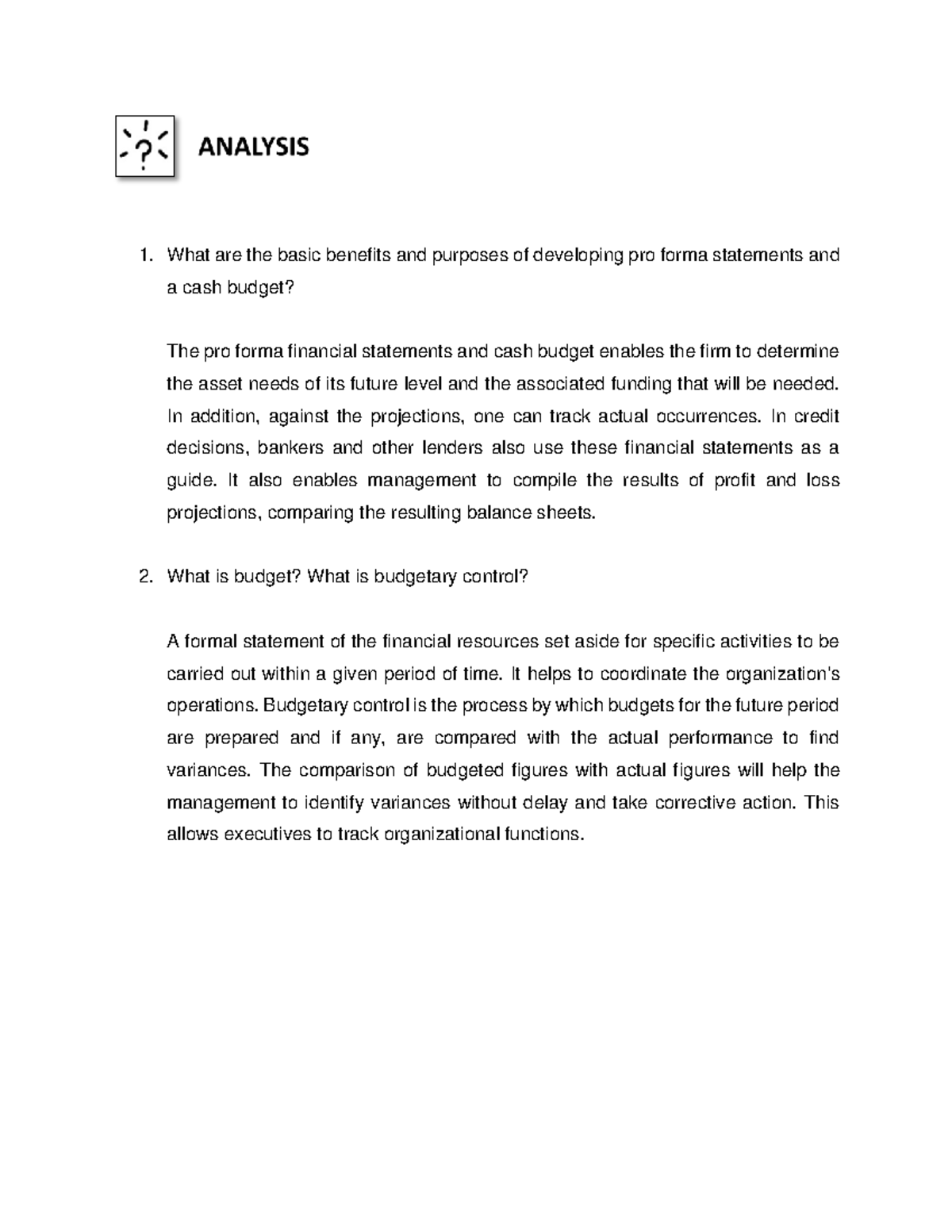 Financial Management M3 Lesson 1 Analysis - USeP - Studocu