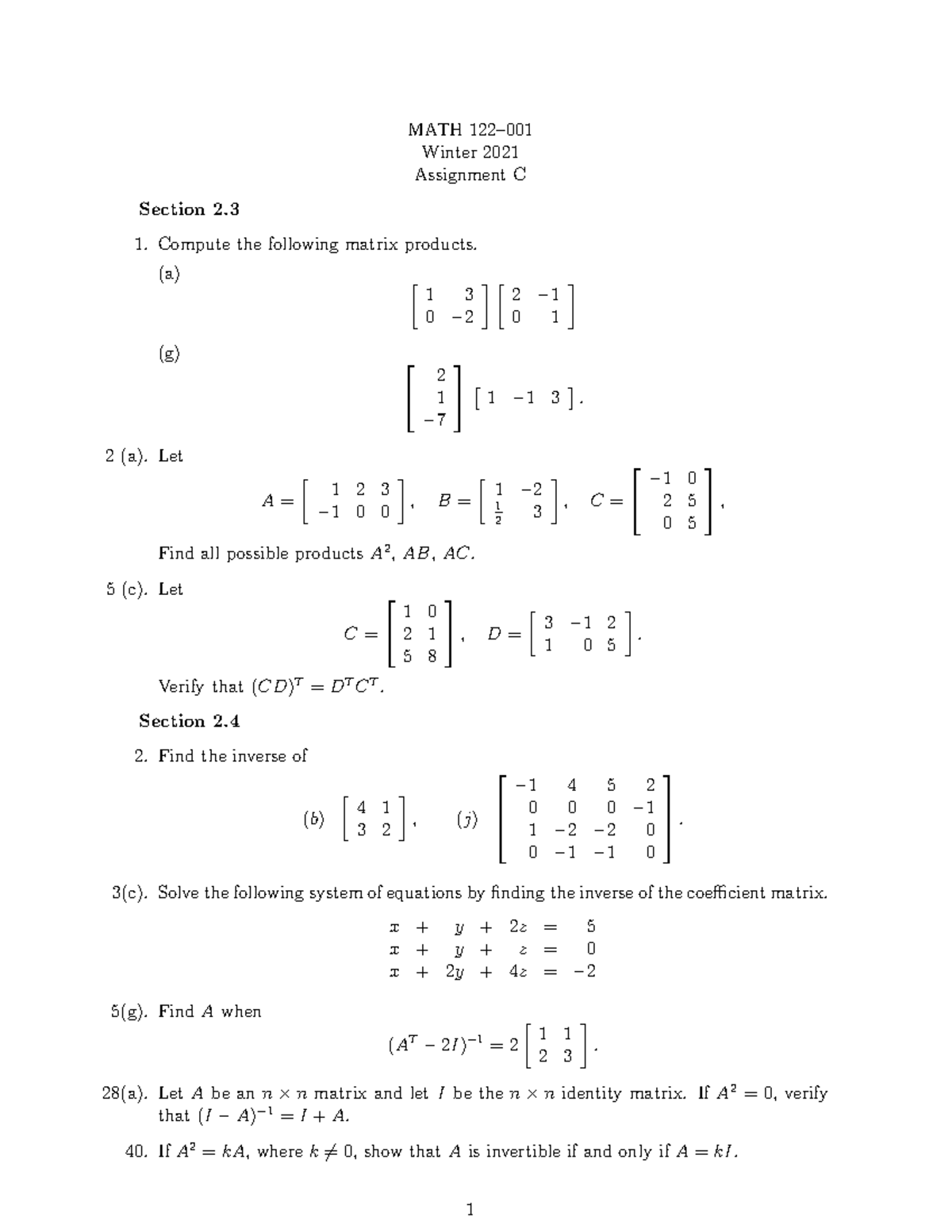 Math 122 Practice assignment 3 - MATH 122– Winter 2021 Assignment C ...