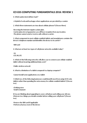 IC3 GS5 Computing Fundamentals 2016 Review 2 - IC3 GS5 COMPUTING FUNDAMENTALS 2016: REVIEW 2 1 ...