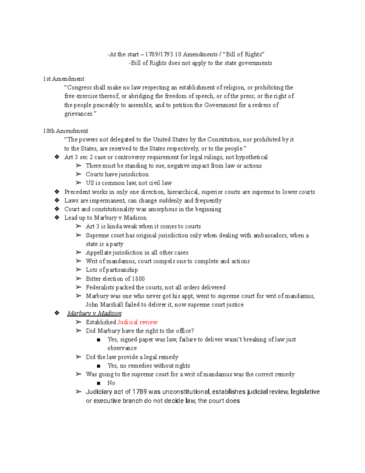 Civil Liberties Masternotes Lecture 1-27 -At the start – 1789/1793 10 ...
