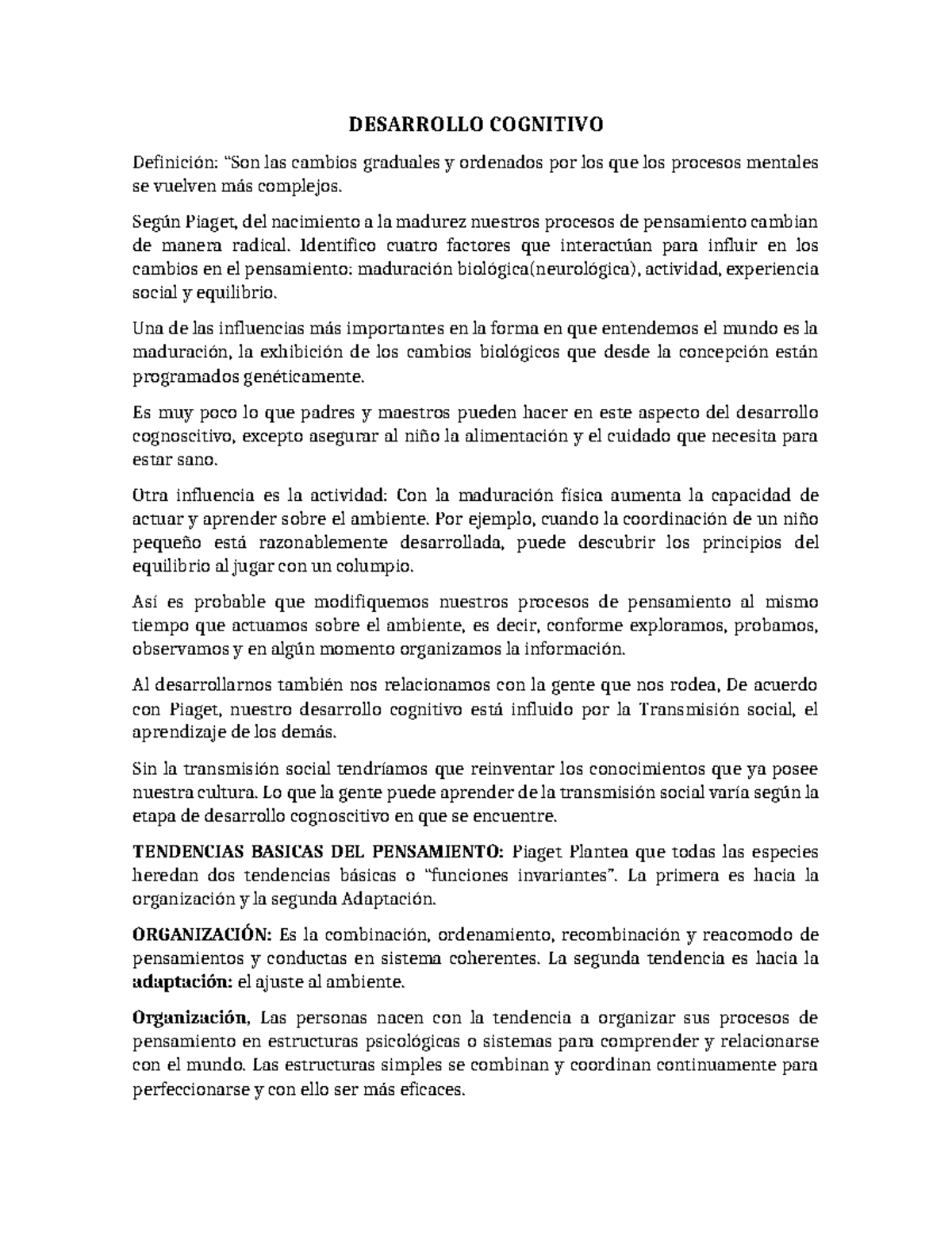 Desarrollo Cognitivo - DESARROLLO COGNITIVO Definición: “Son las ...