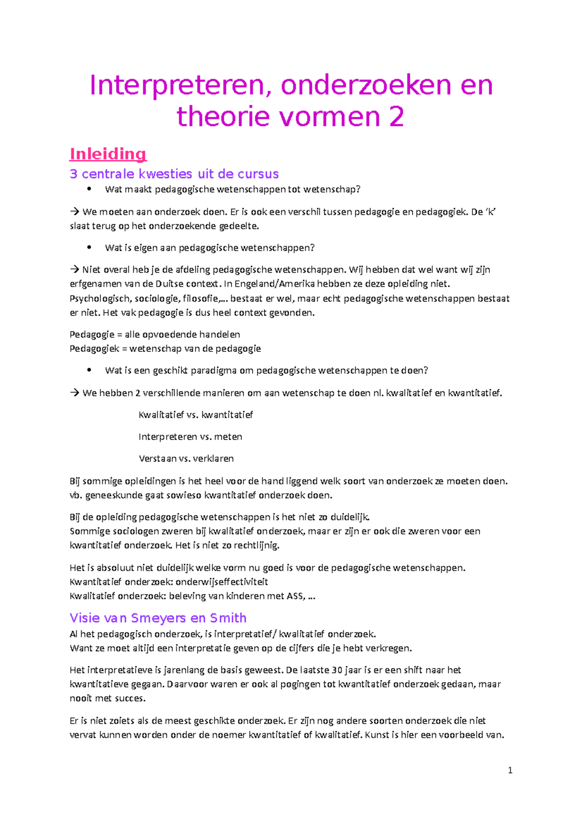 Samenvatting iot2 - Interpreteren, onderzoeken en theorie vormen 2 ...