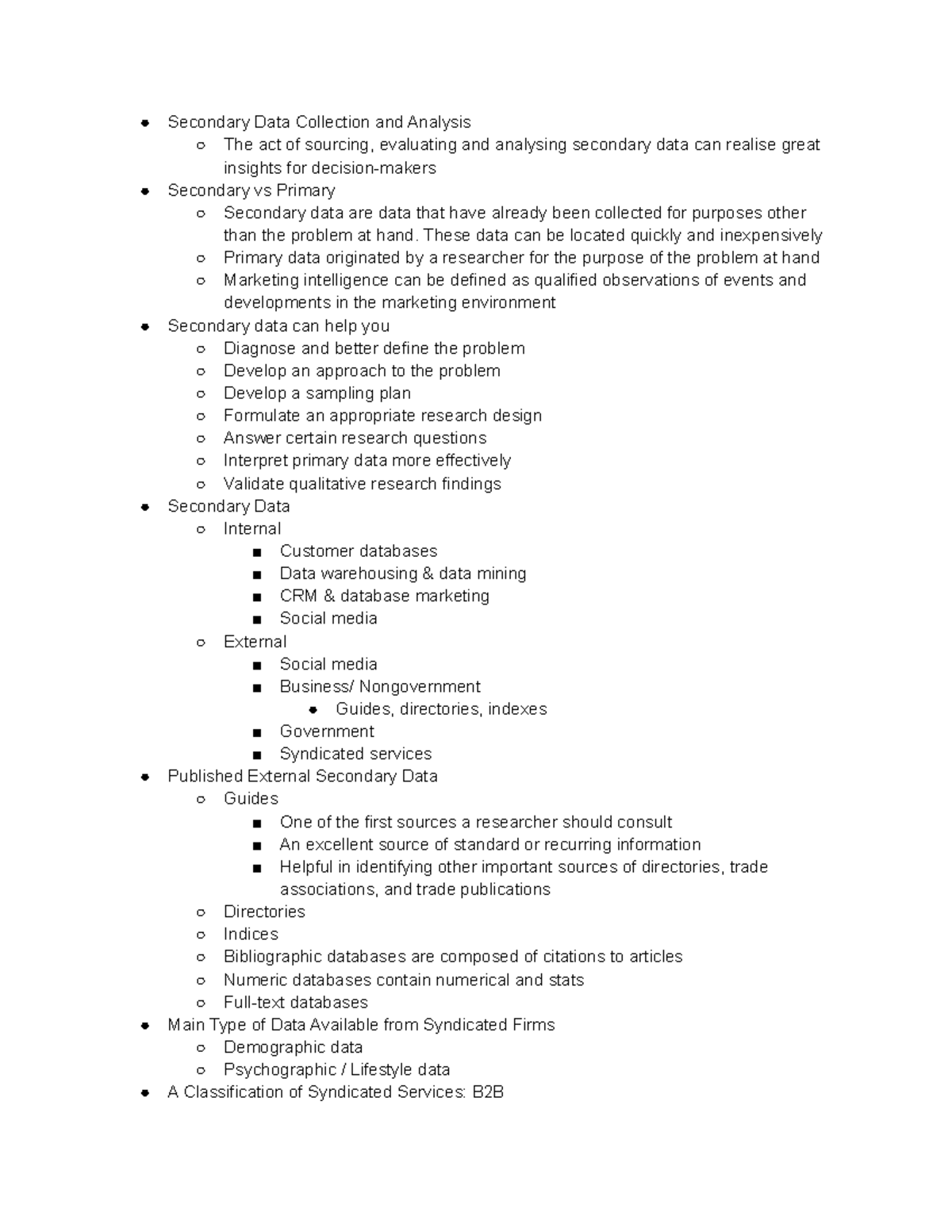 Marketing Research Secondary Data - Secondary Data Collection and ...
