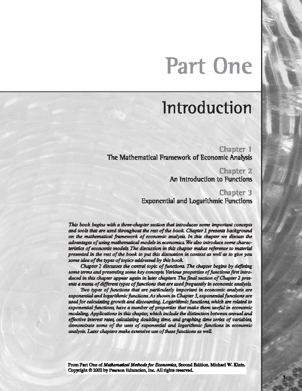 Klein Ch1 - ECON 416 - Studocu