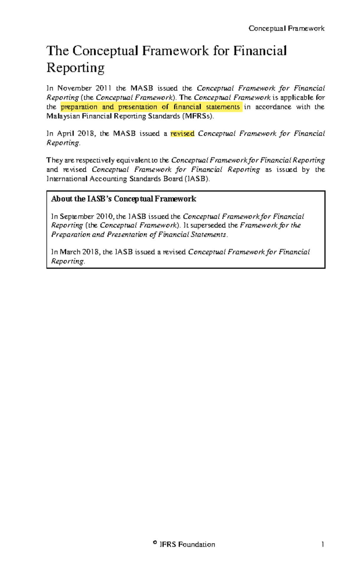 Conceptual Framework - The Conceptual Framework is applicable for the ...