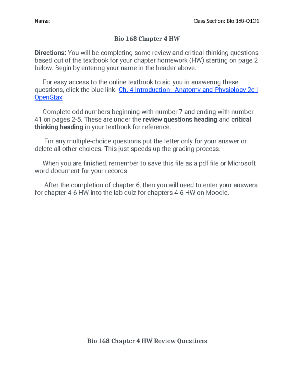 Bio 168 Chapter 4 HW - Health science notes - Bio 168 Chapter 4 HW ...