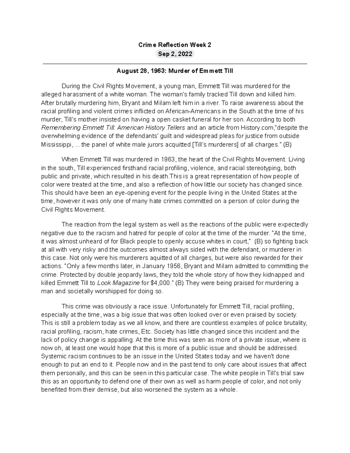 Crime Reflection Week 2 - The woman’s family tracked Till down and ...